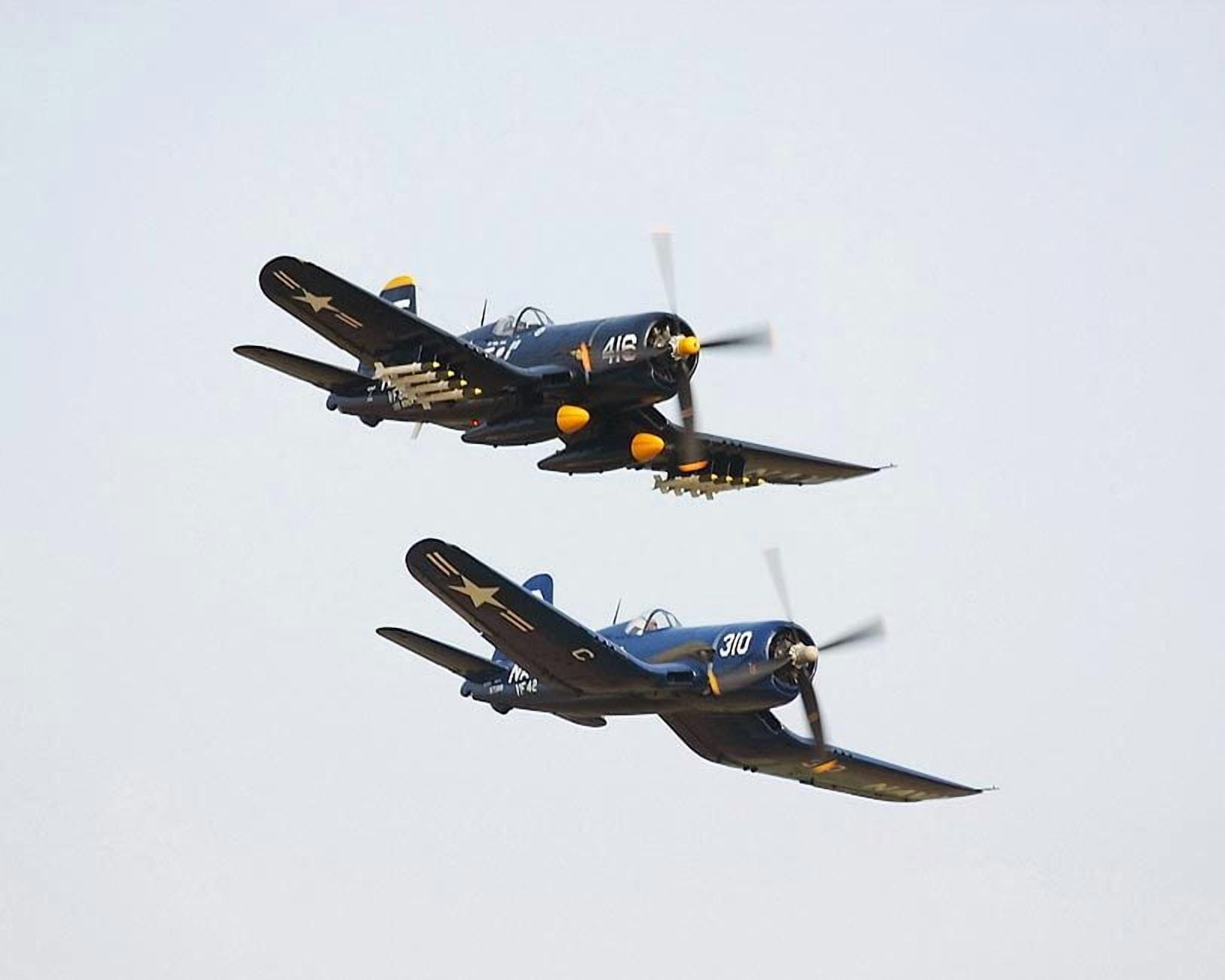 Vought F4U Corsair WWII Aircraft Pair Style -1 - 20x30 Inch Laminated ...