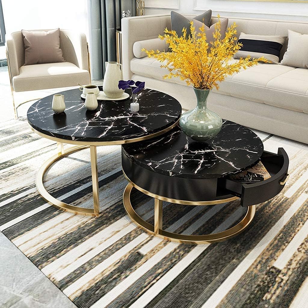Vought Store Modern Metal Frame Marble Look Coffee Table End Table Tea ...