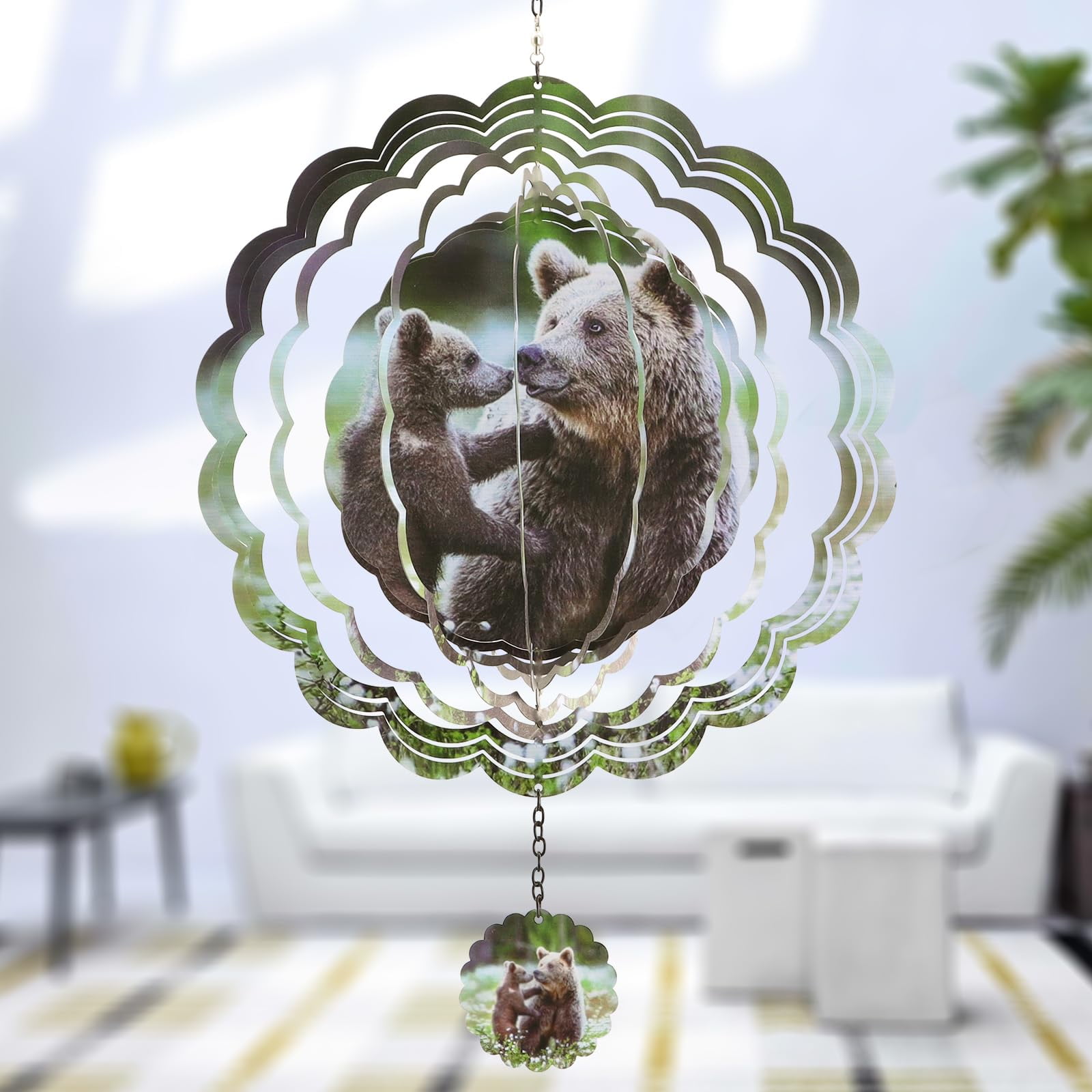 Voumsil Metal Bear Wind Spinner Outdoor Garden Decoration Laser Cutting ...