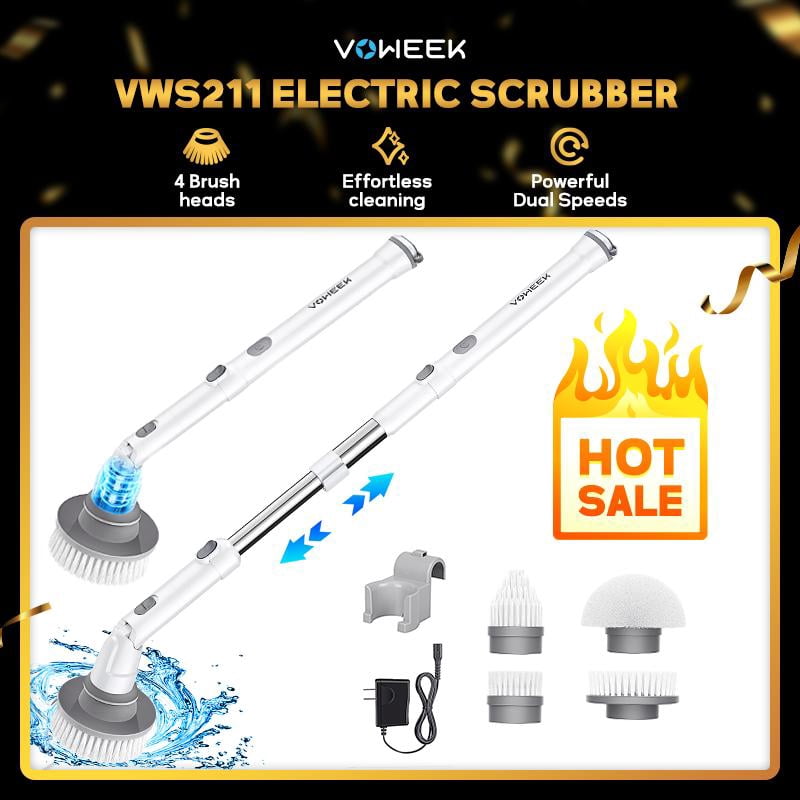 Voweek Electric Spin Scrubber with 4 Replaceable Brush Heads for ...