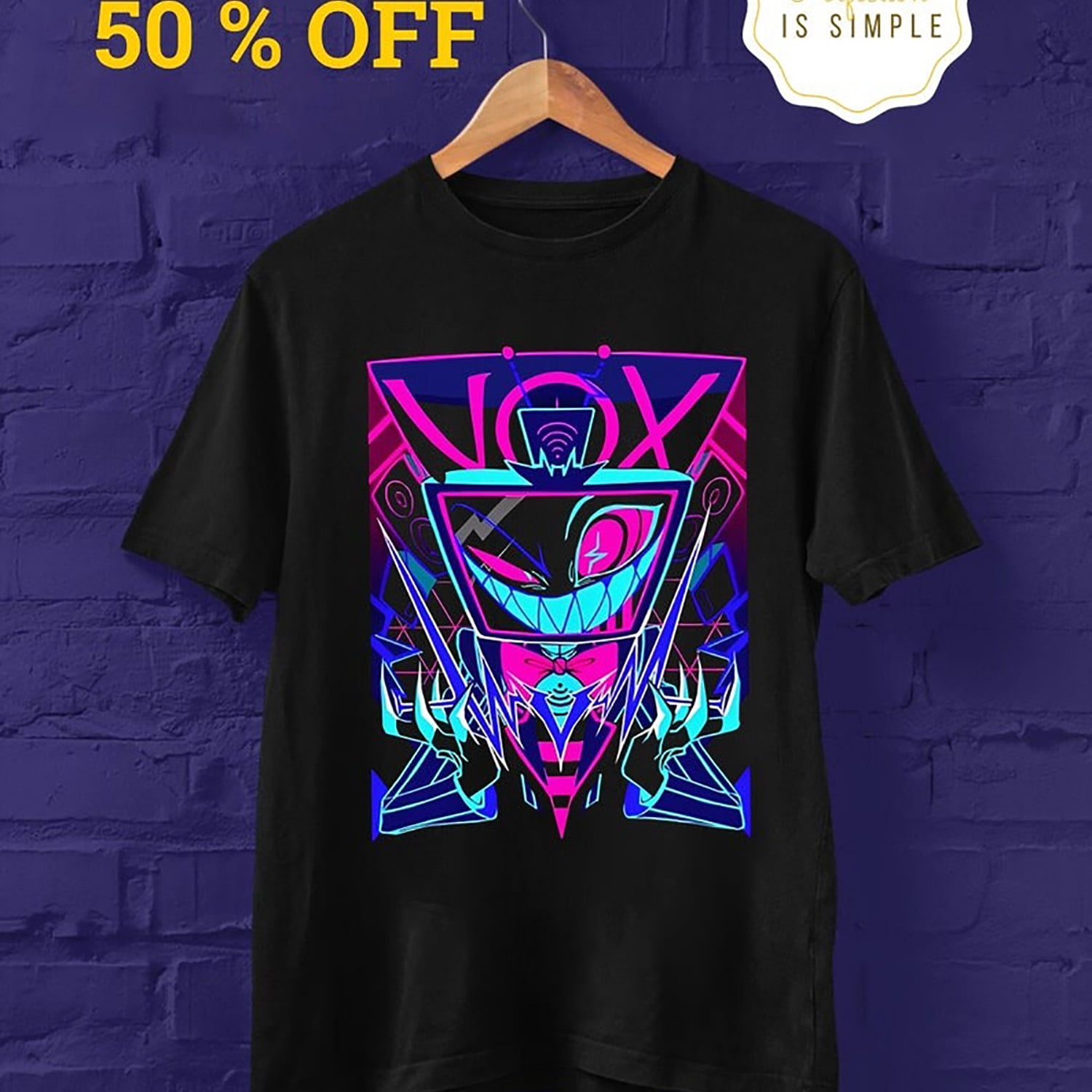 Vox shirt, Vox vaggie t shirt, Vox pfp, alastor smile, charlie vaggie ...