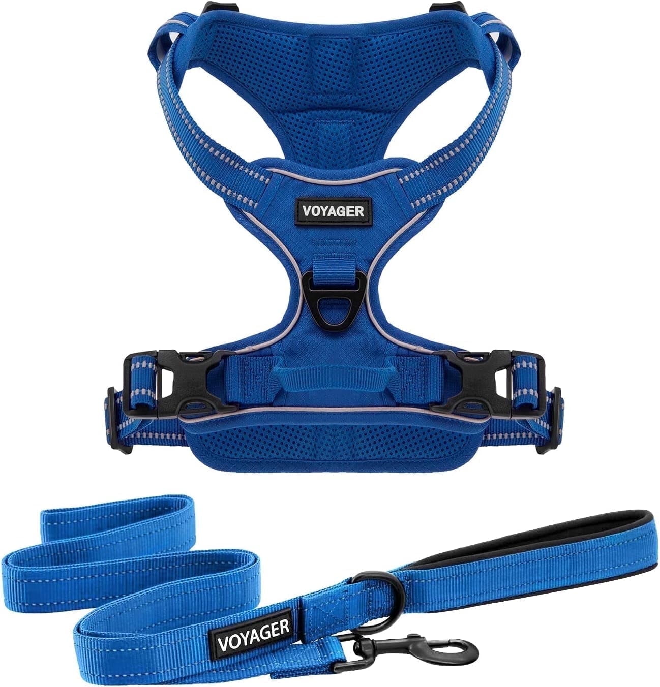 Voyager Dog Harness Dual Leash Attachment No-Pull Control Adjustable ...