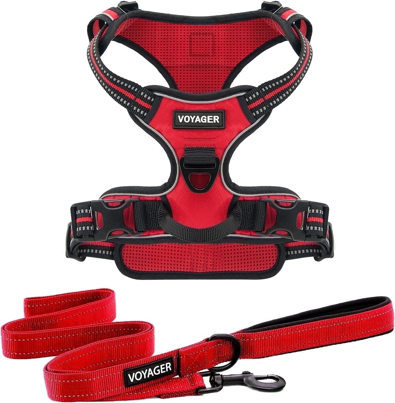 Voyager Dog Harness Dual Leash Attachment No-Pull Control Adjustable ...