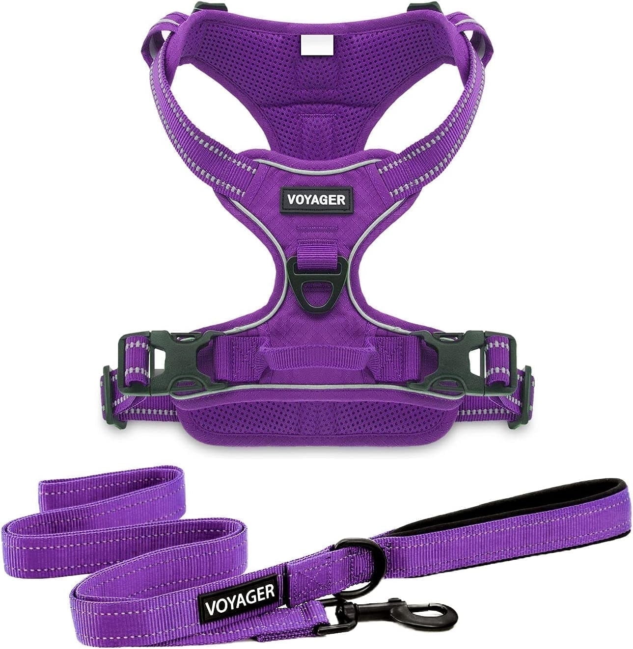 Voyager Dog Harness Dual Leash Attachment No-Pull Control Adjustable ...