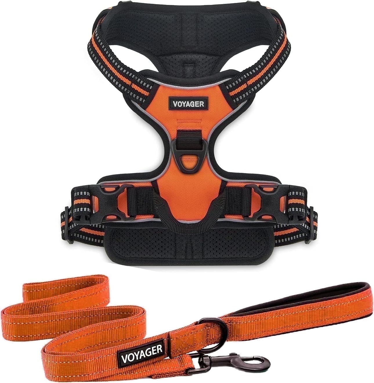 Voyager Dog Harness Dual Leash Attachment No-Pull Control Adjustable ...