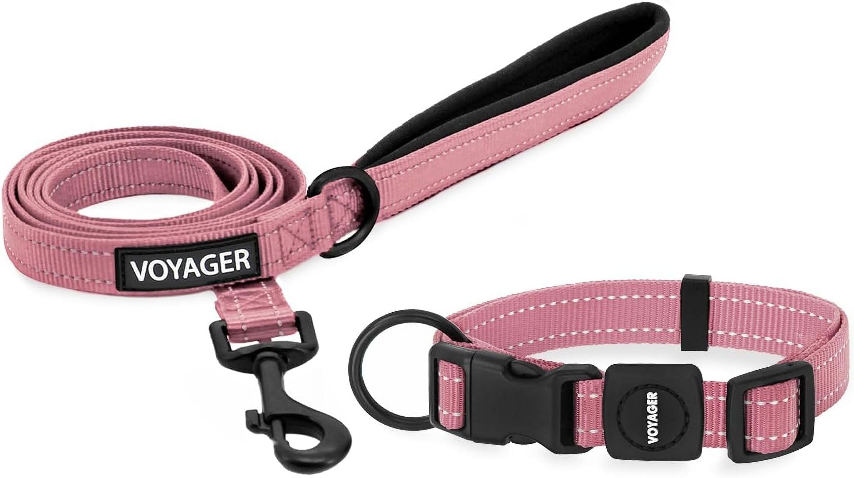 Voyager Reflective Leash Collar Set with Neoprene Handle, 5ft Long ...