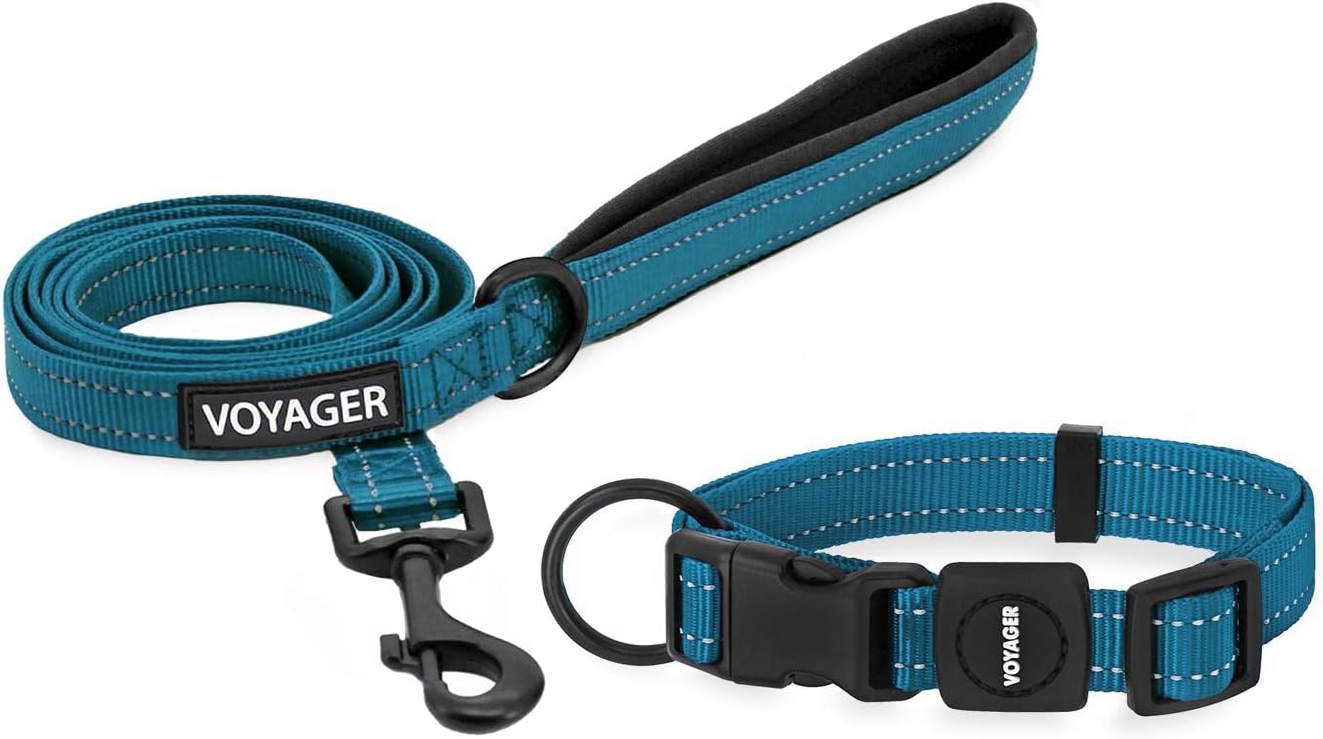 Voyager Reflective Leash Collar Set with Neoprene Handle, 5ft Long ...