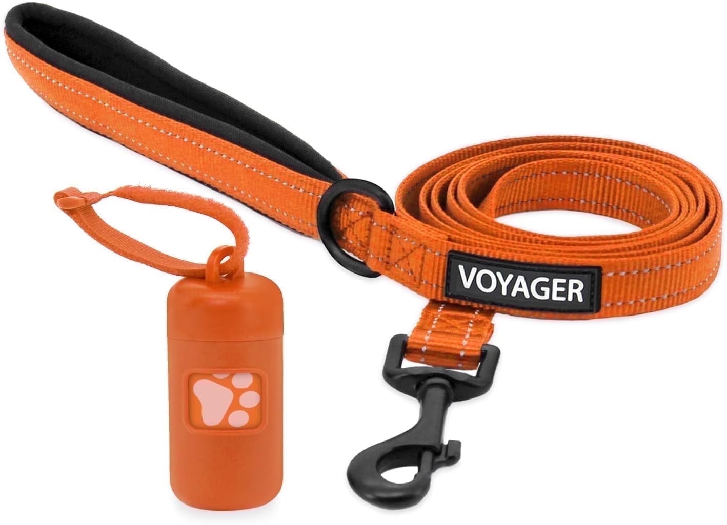 Voyager Reflective Leash with Orange Bag Dispenser, Durable and Stylish ...