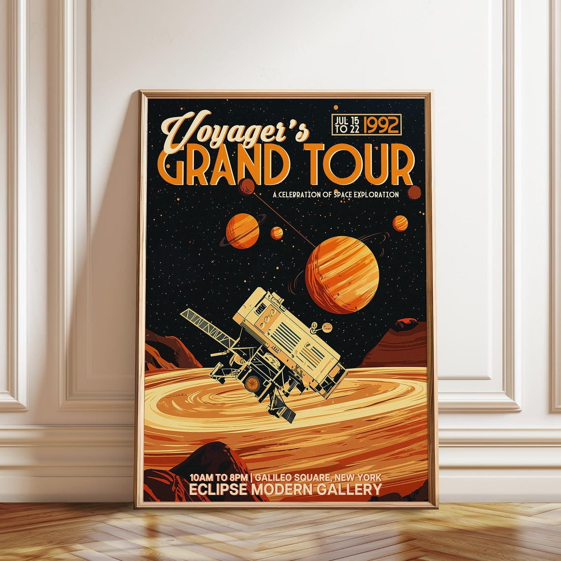 Voyager Spacecraft Wall Art – Retro Outer Space Poster Of Grand Tour ...