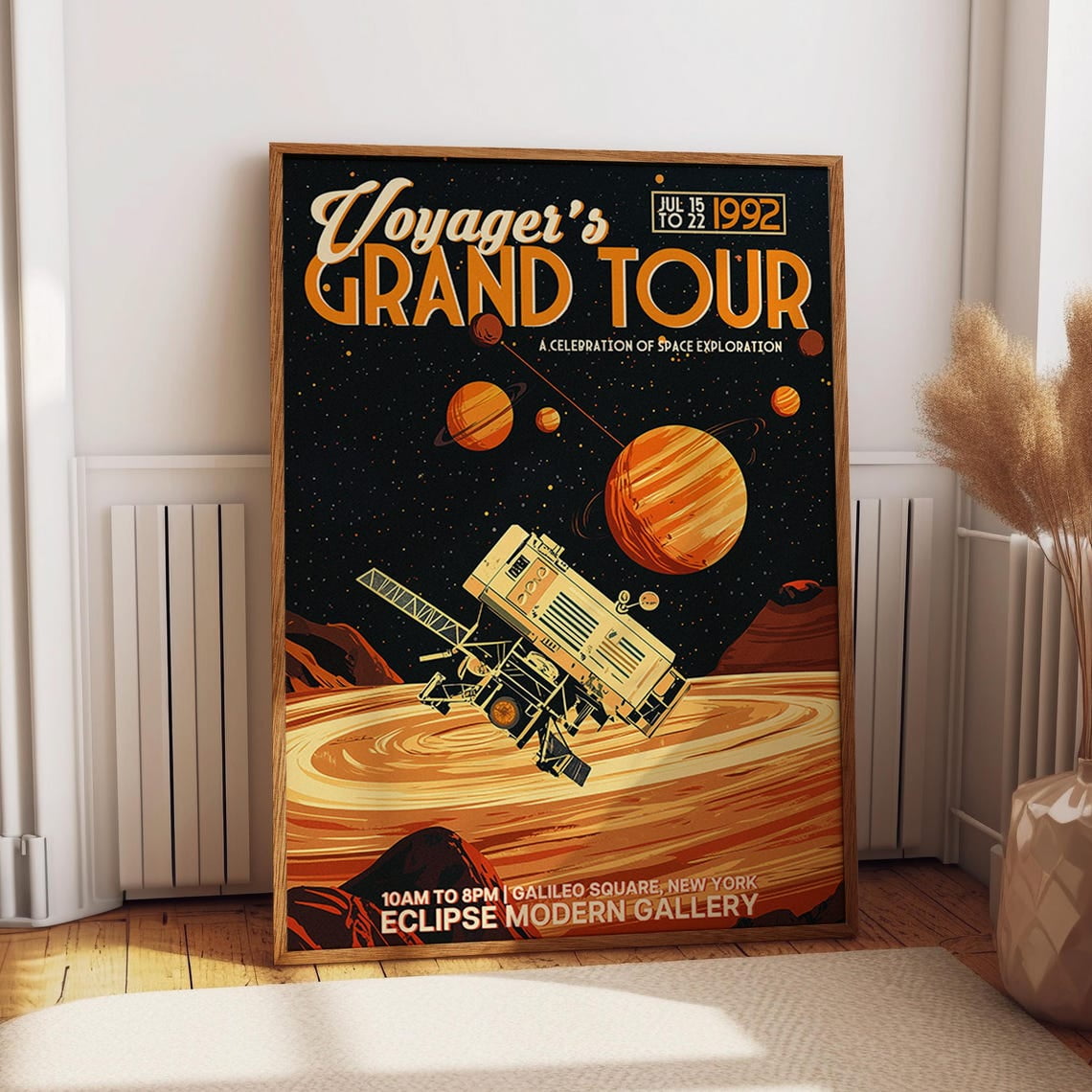 Voyager Spacecraft Wall Art – Retro Outer Space Poster Of Grand Tour ...