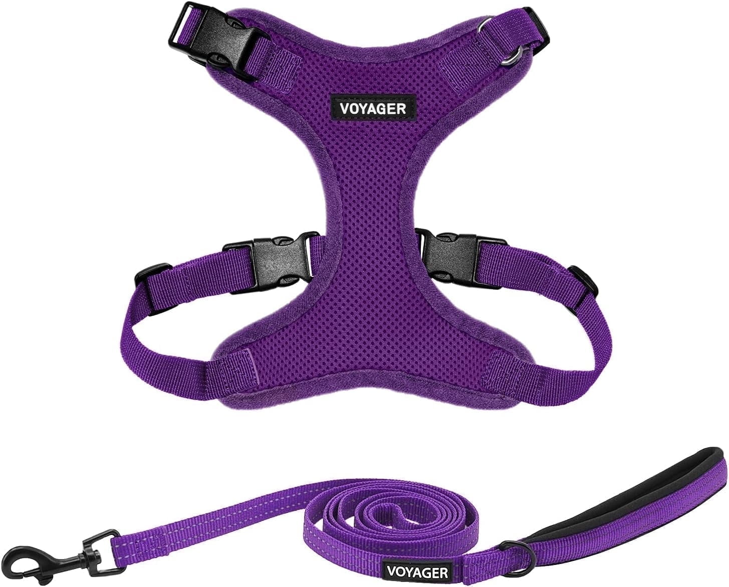 Voyager Step-In Lock Dog Harness & Reflective Leash Set w/ Neoprene ...