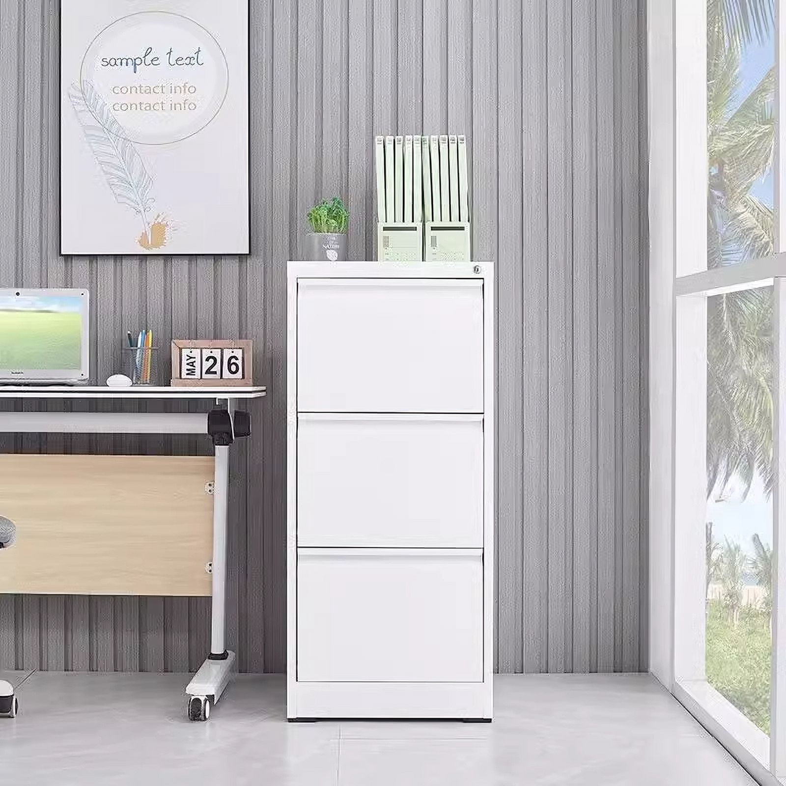 Voyago3 Drawer File Cabinet with Lock Metal Vertical File Storage ...