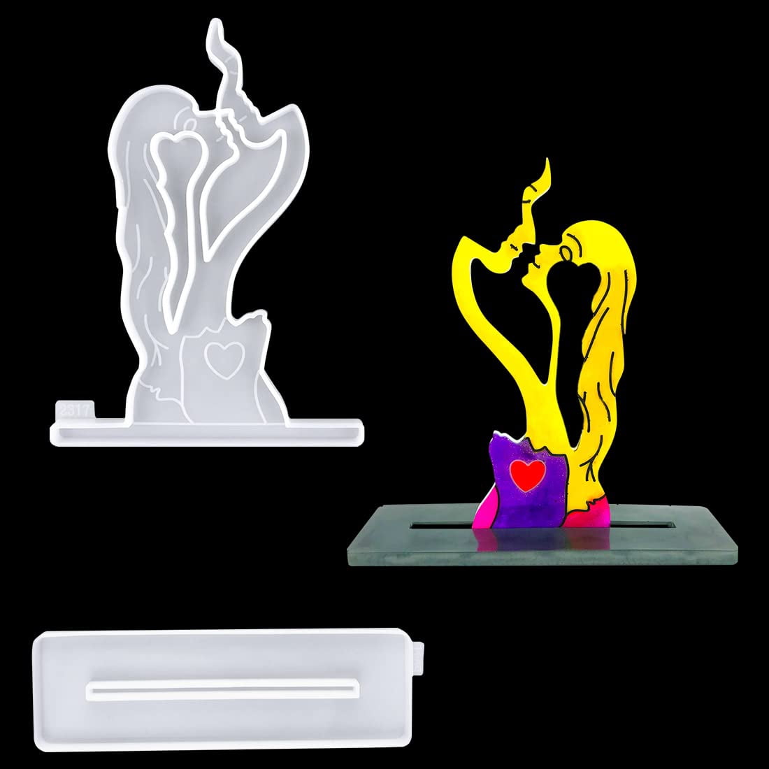 Voyyphixa Couple Sculpture Resin EC36 Mold, Abstract Statue Silicone ...