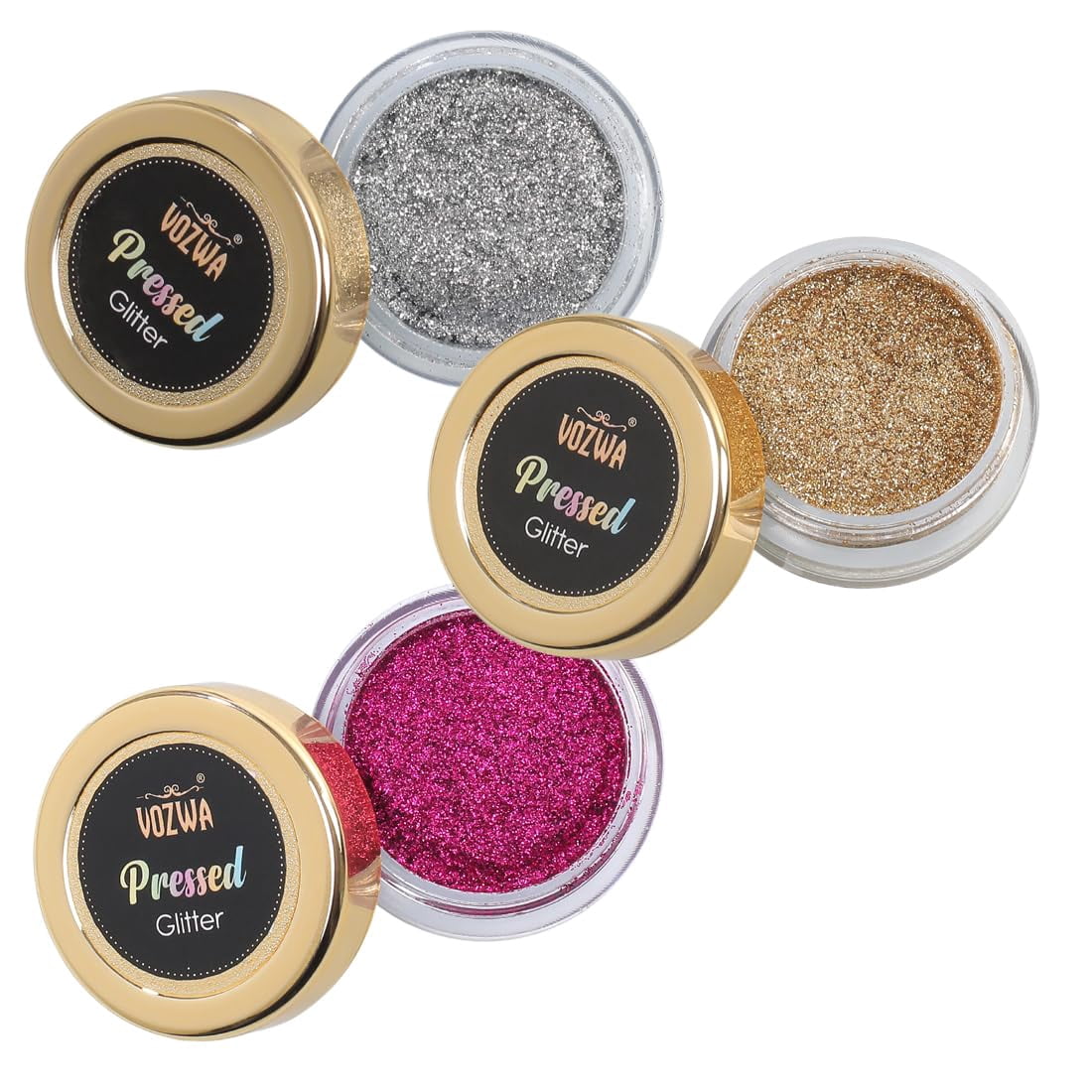 Vozwa Silver, Light Gold & Pink Eye Color Shadow Glitter Shimmery ...