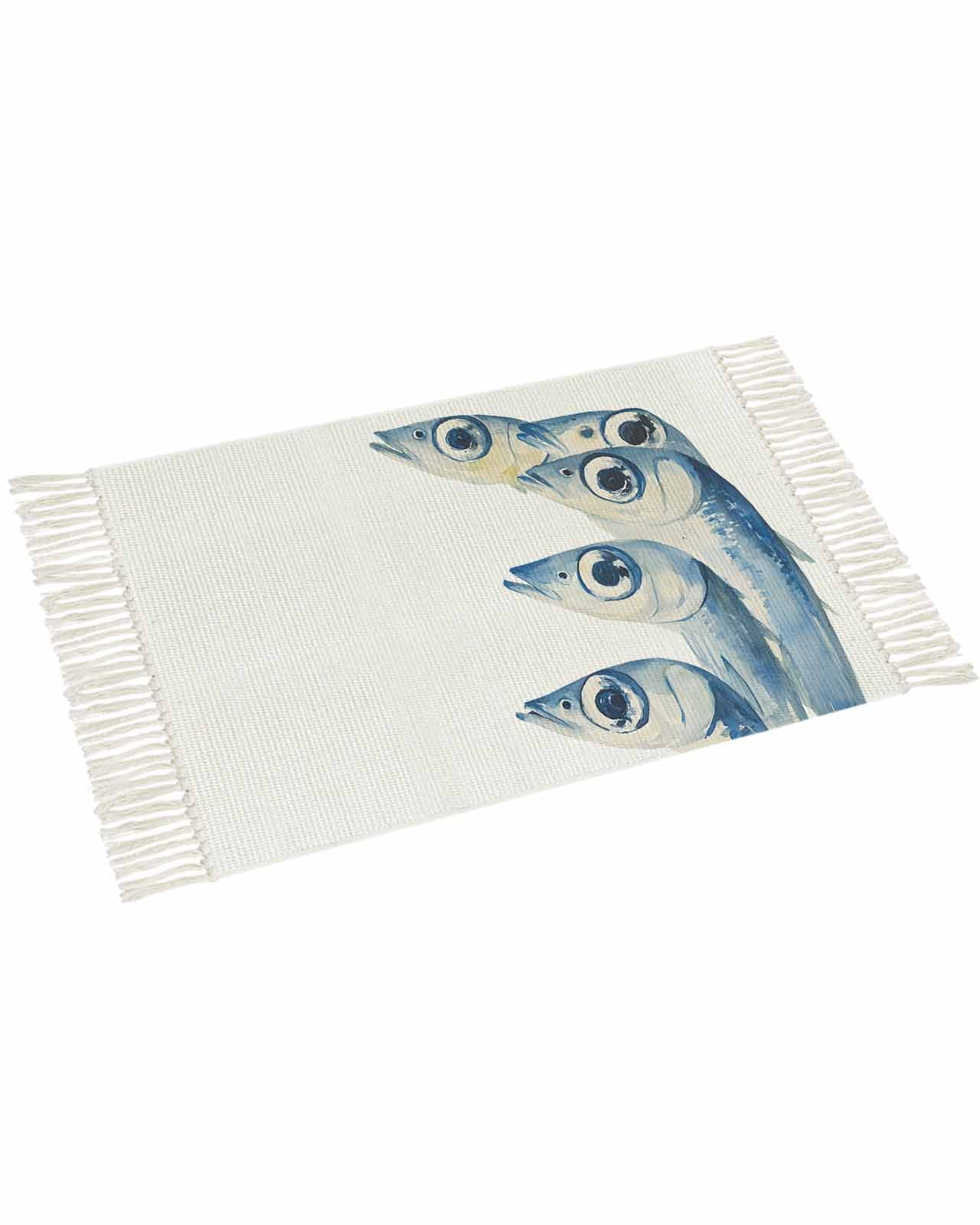 Vpkiifhi Blue Fish Large Area Rug for Living Room 4 x 6 Ft, Low Pile ...
