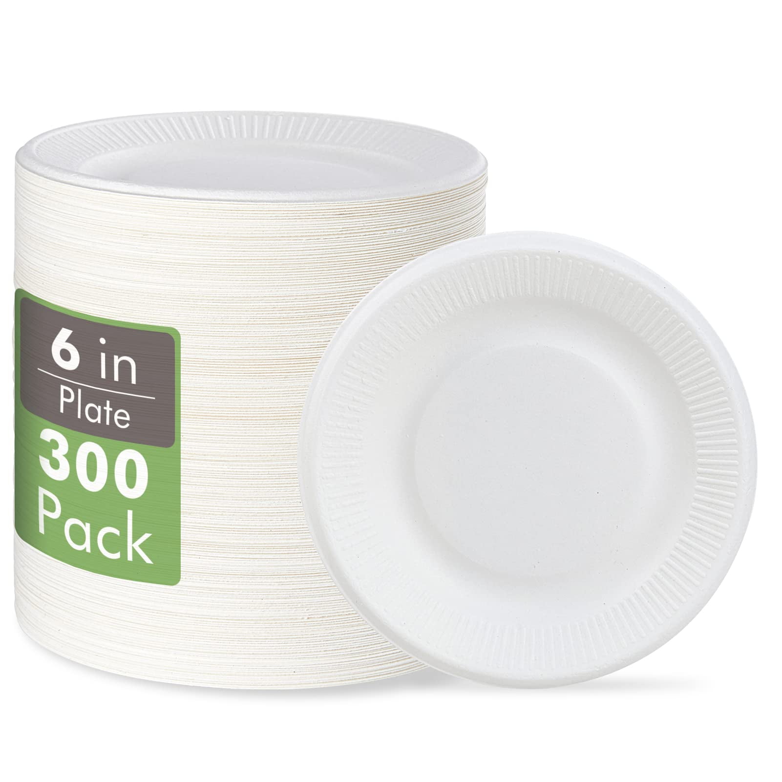 Vplus 100% Compostable Small MSF2 Paper Plates, 300 Pack 6 Inch ...