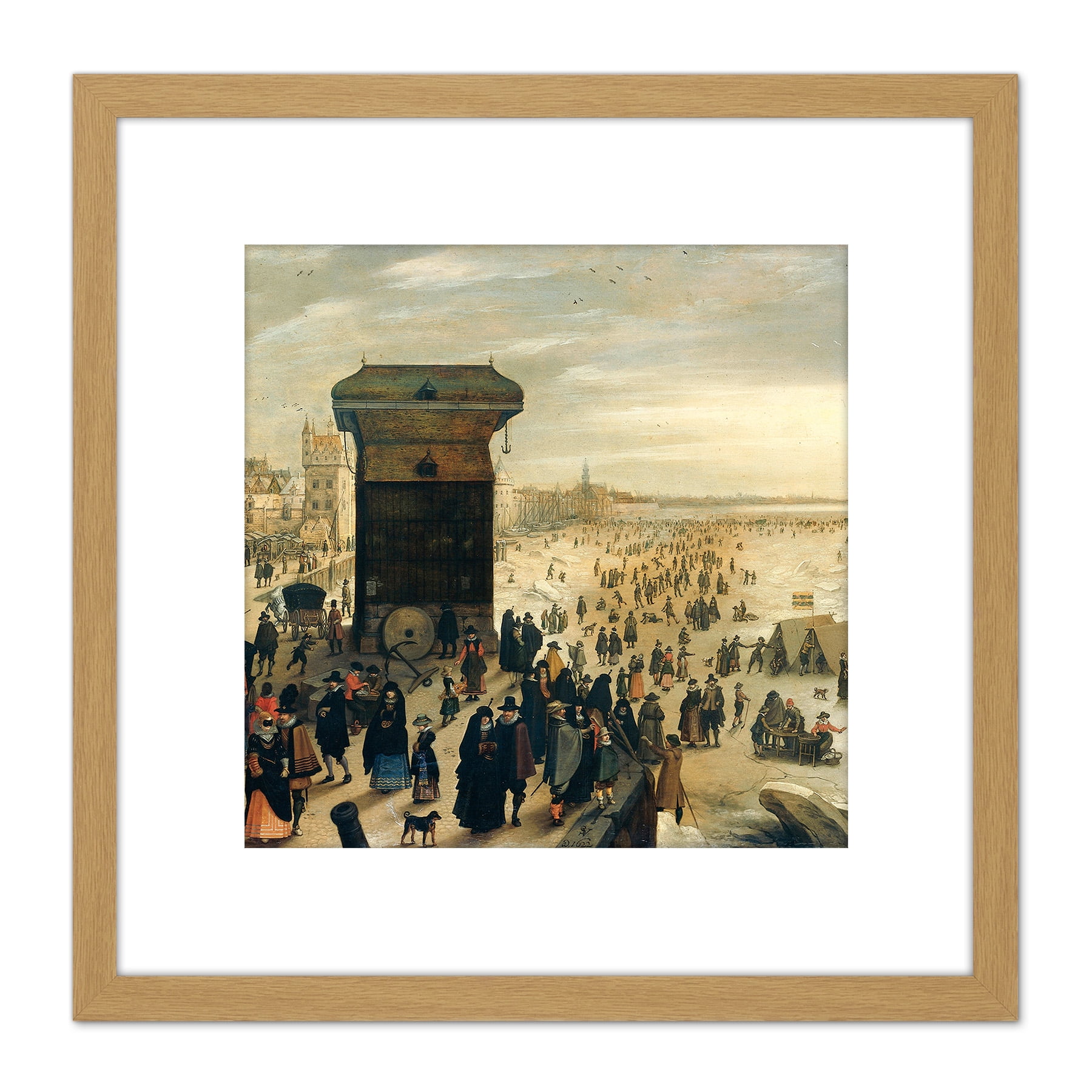 Vrancx Ice Pleasures Scheldt Antwerp Painting 8X8 Inch Square Wooden Framed Wall Art Print ...