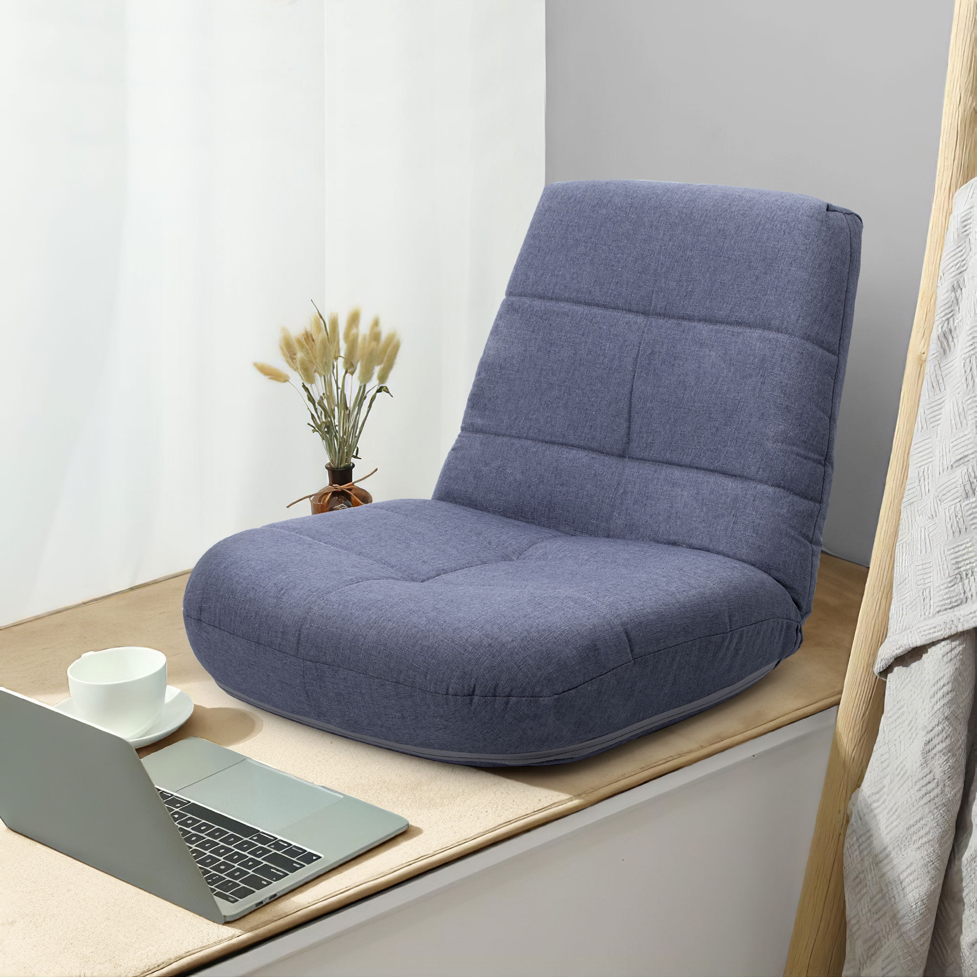 VredHom Adjustable Padded Floor Folding Chair in Bluish Gray - Walmart.com