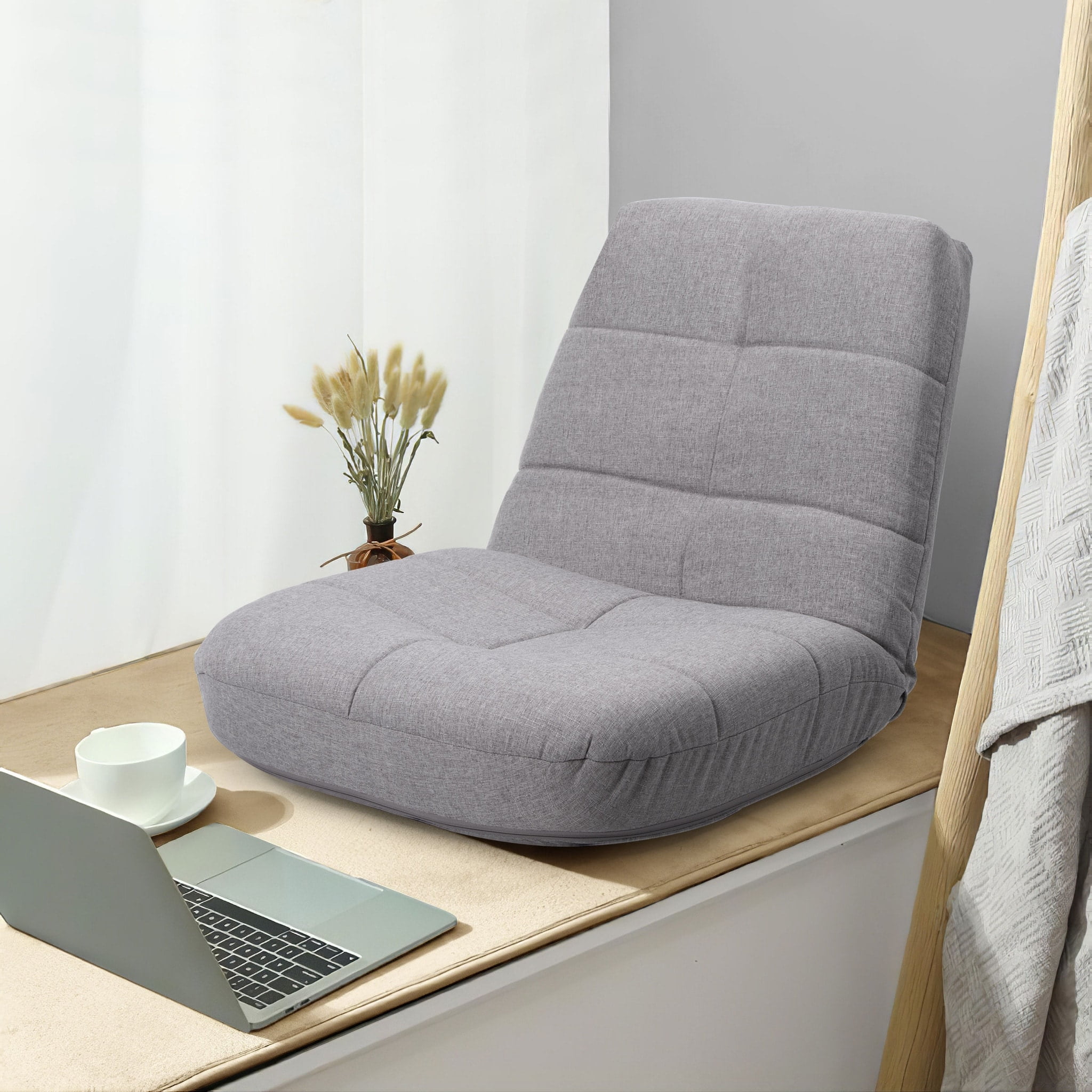 VredHom Adjustable Padded Floor Folding Chair in Gray - Walmart.com