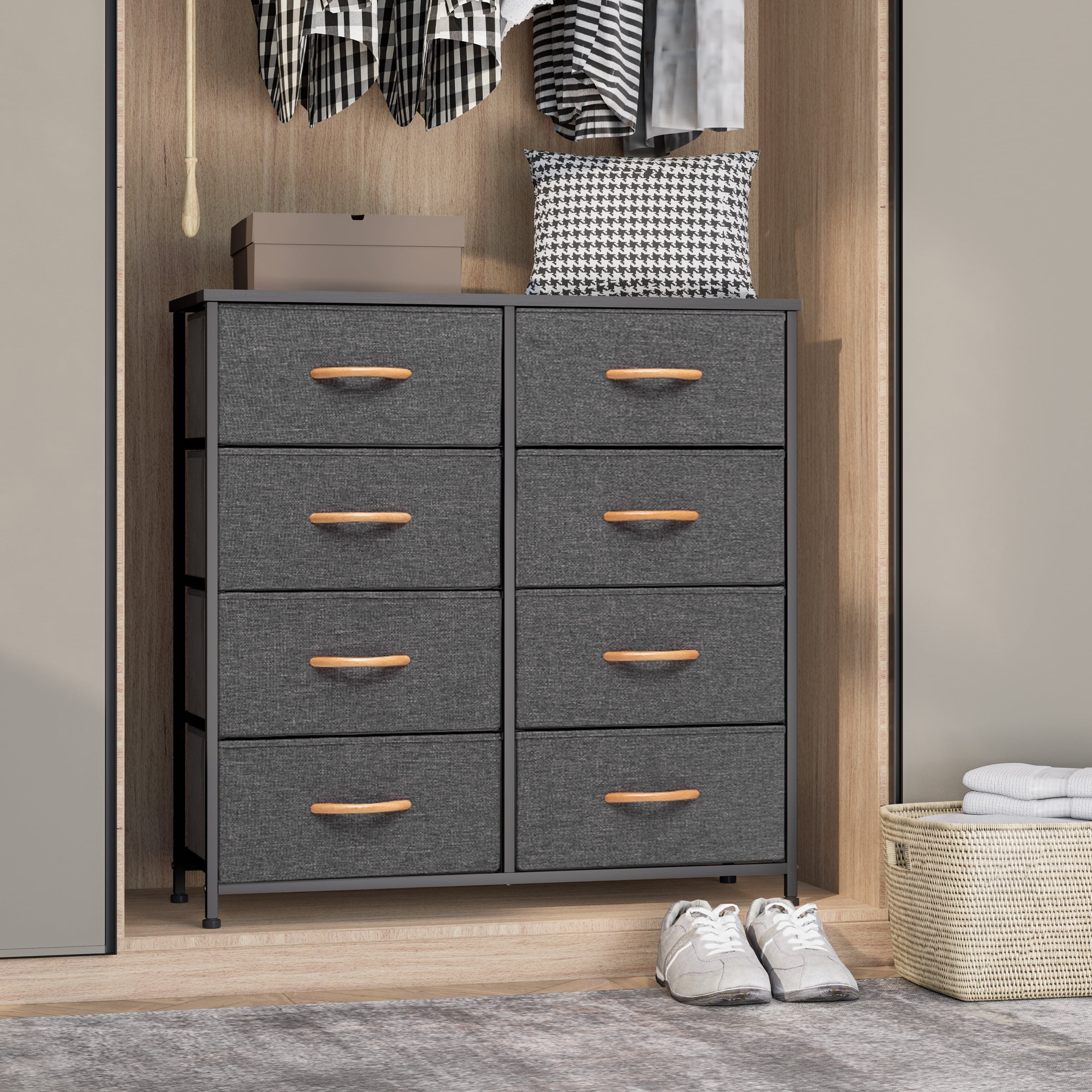 Vredhom Gray 8 Drawers Dresser Storage Tower - Walmart.com