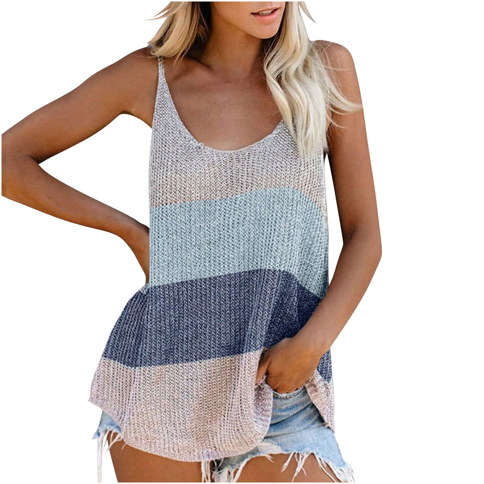 Vrhaik Womens Tank Tops Cotton Womens Resort Wear 2024 Loose Fitting Tank Top With Built In