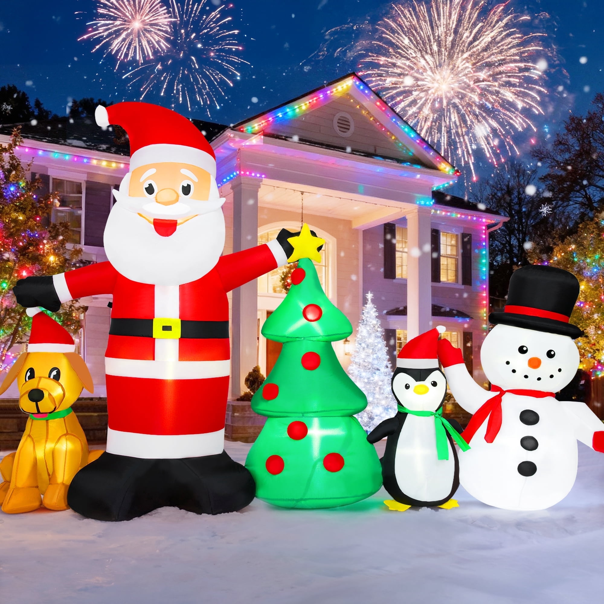 Firstness 6ft Christmas Inflatable,Christmas Blow ups Santa Snowman ...