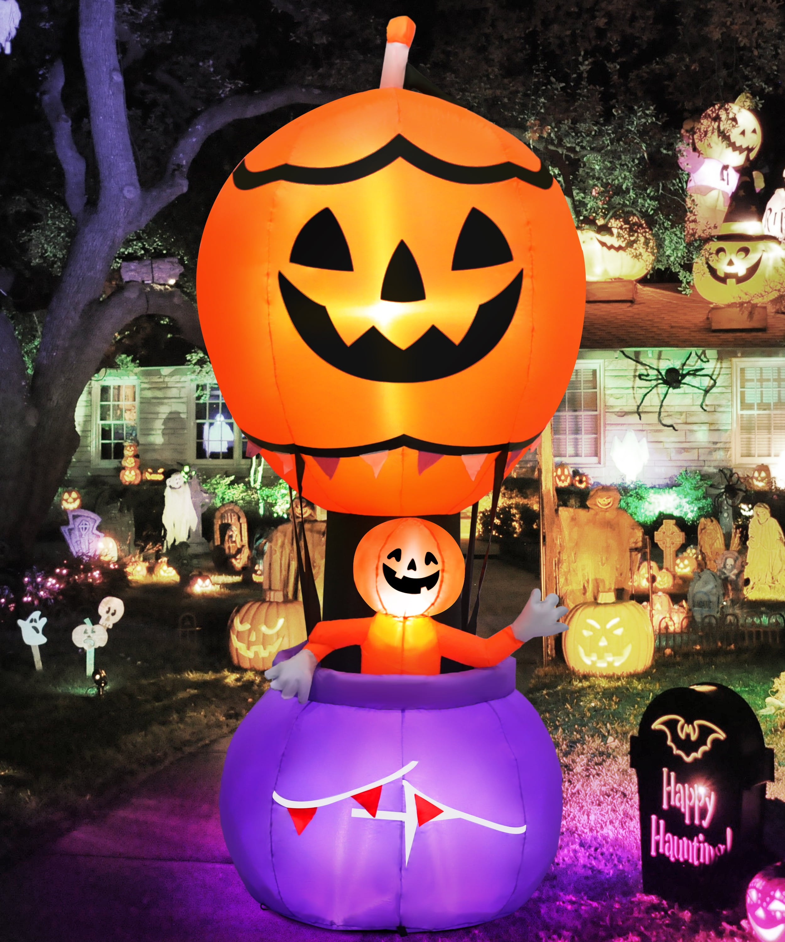 Vrilay 8ft Tall Halloween Inflatable, Pumpkin Balloon Inflatable with ...