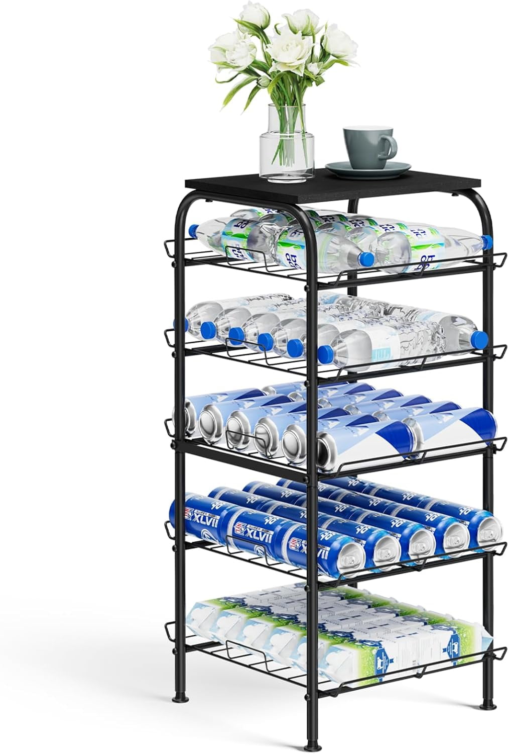 5 Tier Water Bottle Storage Rack Vertical Freestanding Bottled Water ...