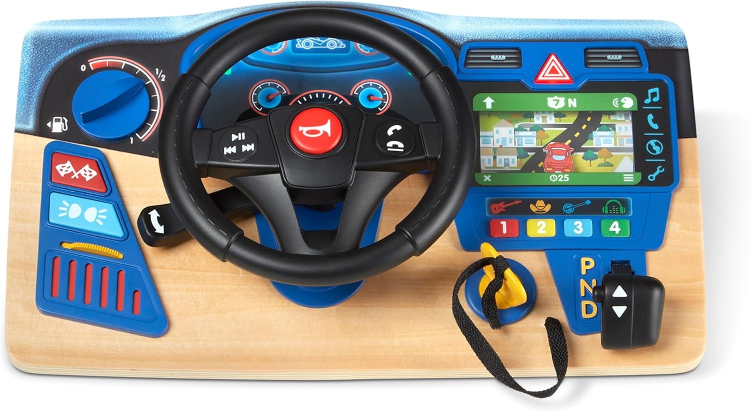 Vroom & Zoom Interactive Wooden Dashboard Steering Wheel Pretend Play ...