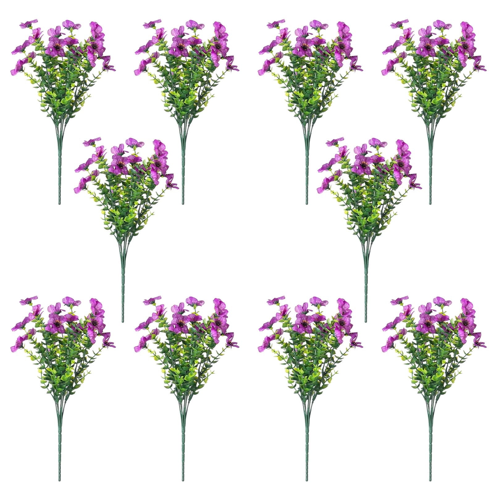 Vrorvz 10 Pack Fake Flowers Artificial Viola with Realistic Pinetree ...