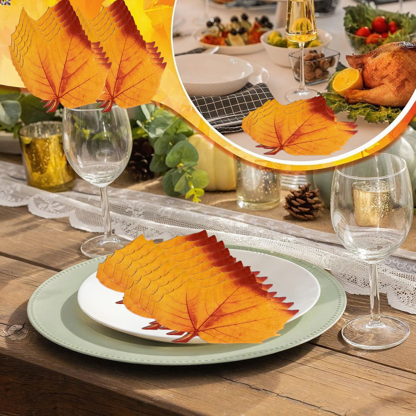 Vrorvz 20 Pack Maple Leaf 2 Ply Thanksgiving Day Dinner Paper Napkins ...
