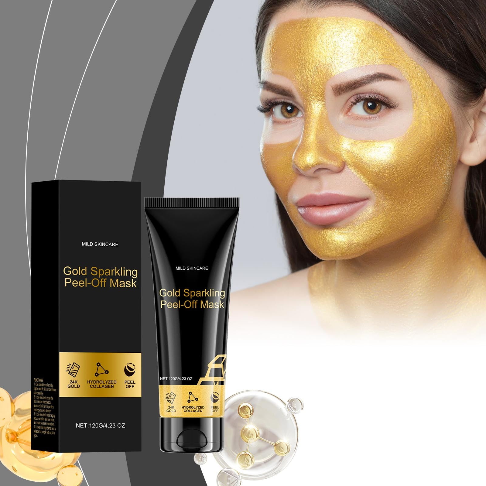 Vrorvz 24K Gold Peeling Mask 4.2oz Resistant Aging Firming Moisturizing Treatment for Wrinkle ...