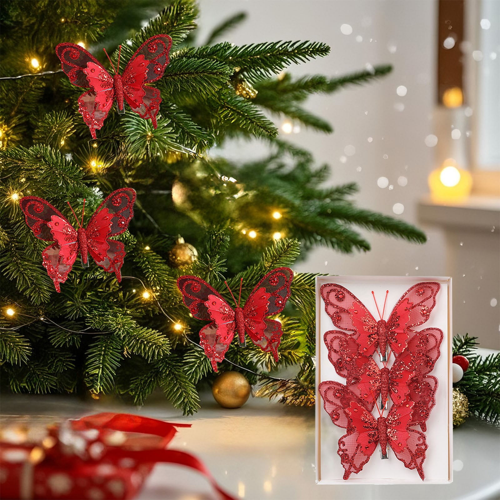 Vrorvz 3 Pack Christmas Decorations Hanging Ornaments Glitter ...