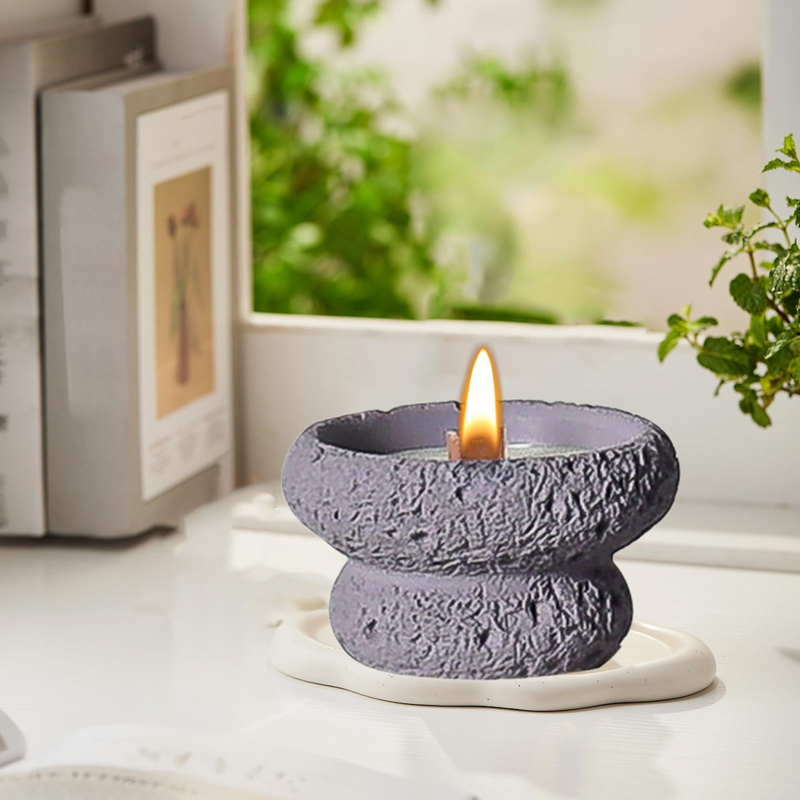 Vrorvz Cement Meteorite Candle Holder Flameless Aromatherapy Crystal ...