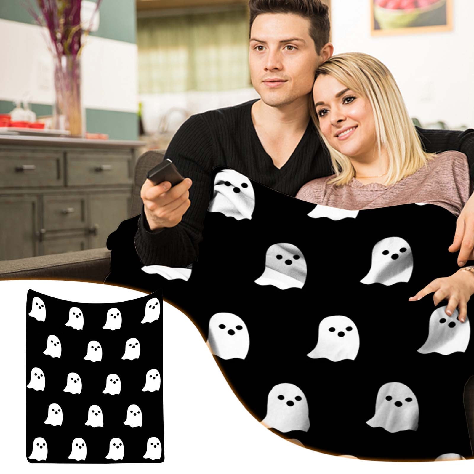 Vrorvz Cozy Ghost Flannel Double Sided Blanket for Halloween Fleece ...