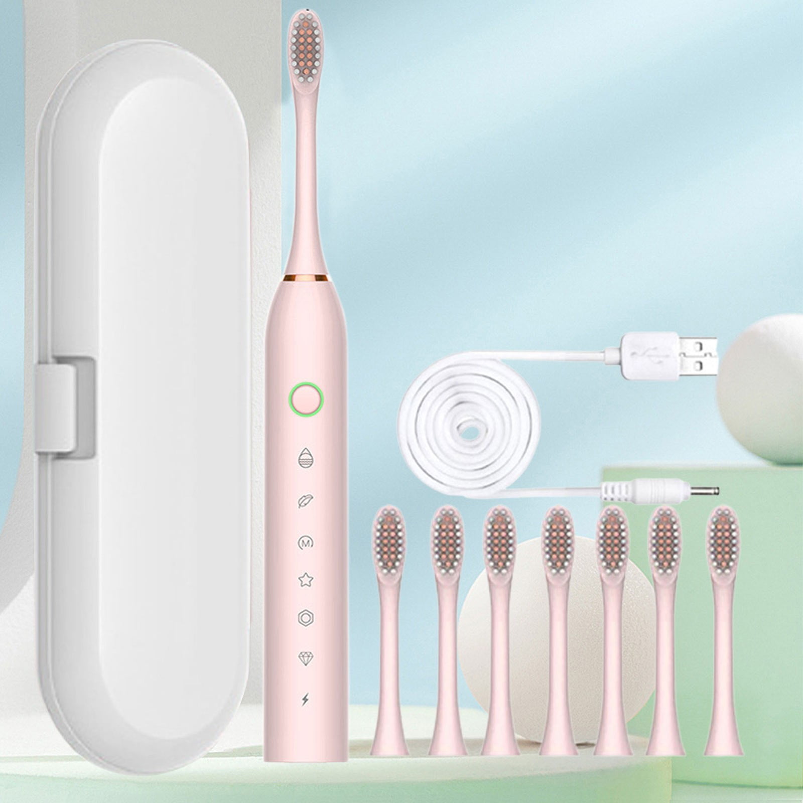 Vrorvz Electric Toothbrush with 42,000 Strokes Per Minute and 6 ...