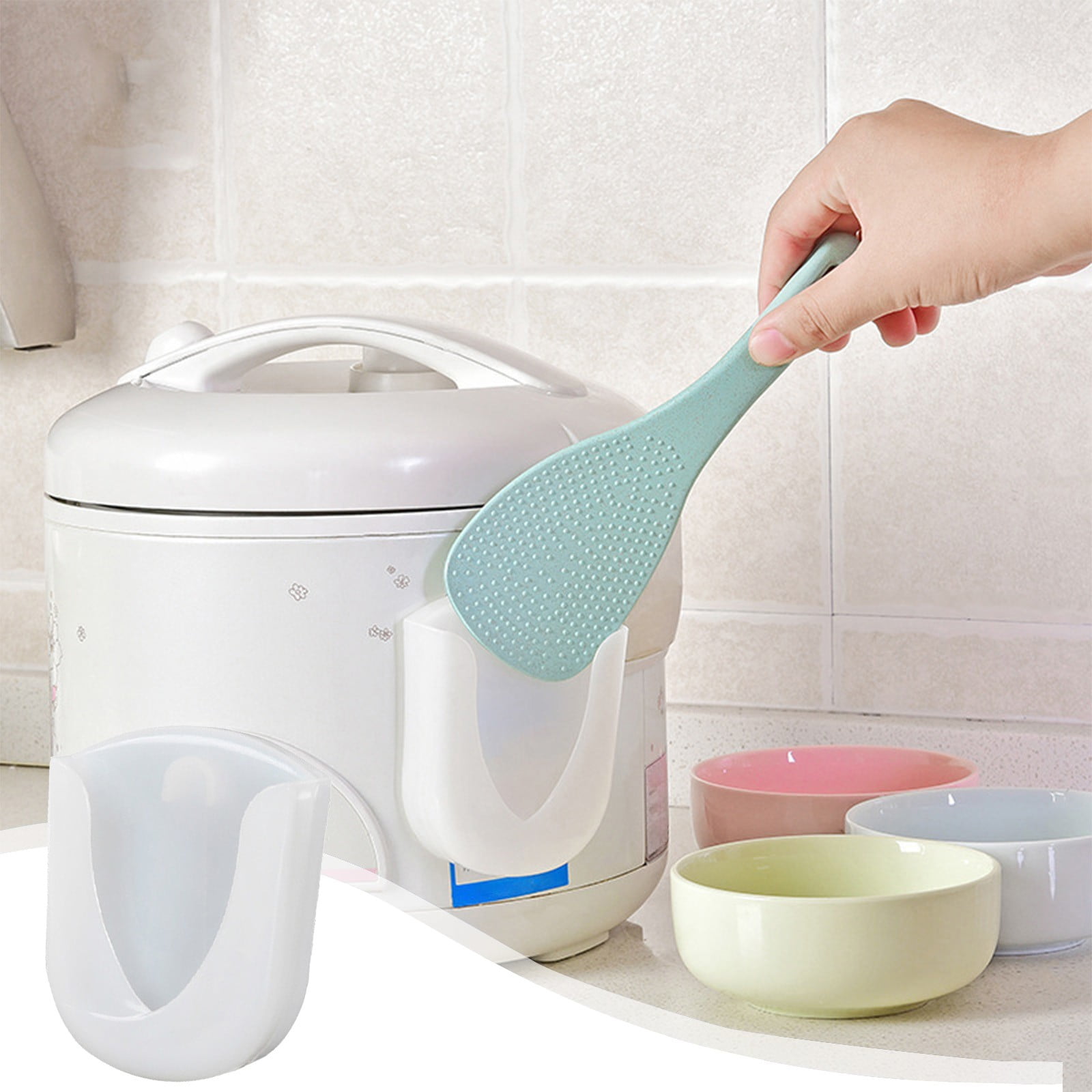 Vrorvz Ergonomic Plastic Rice Spoon Stand Kitchen Tool for Easy ...