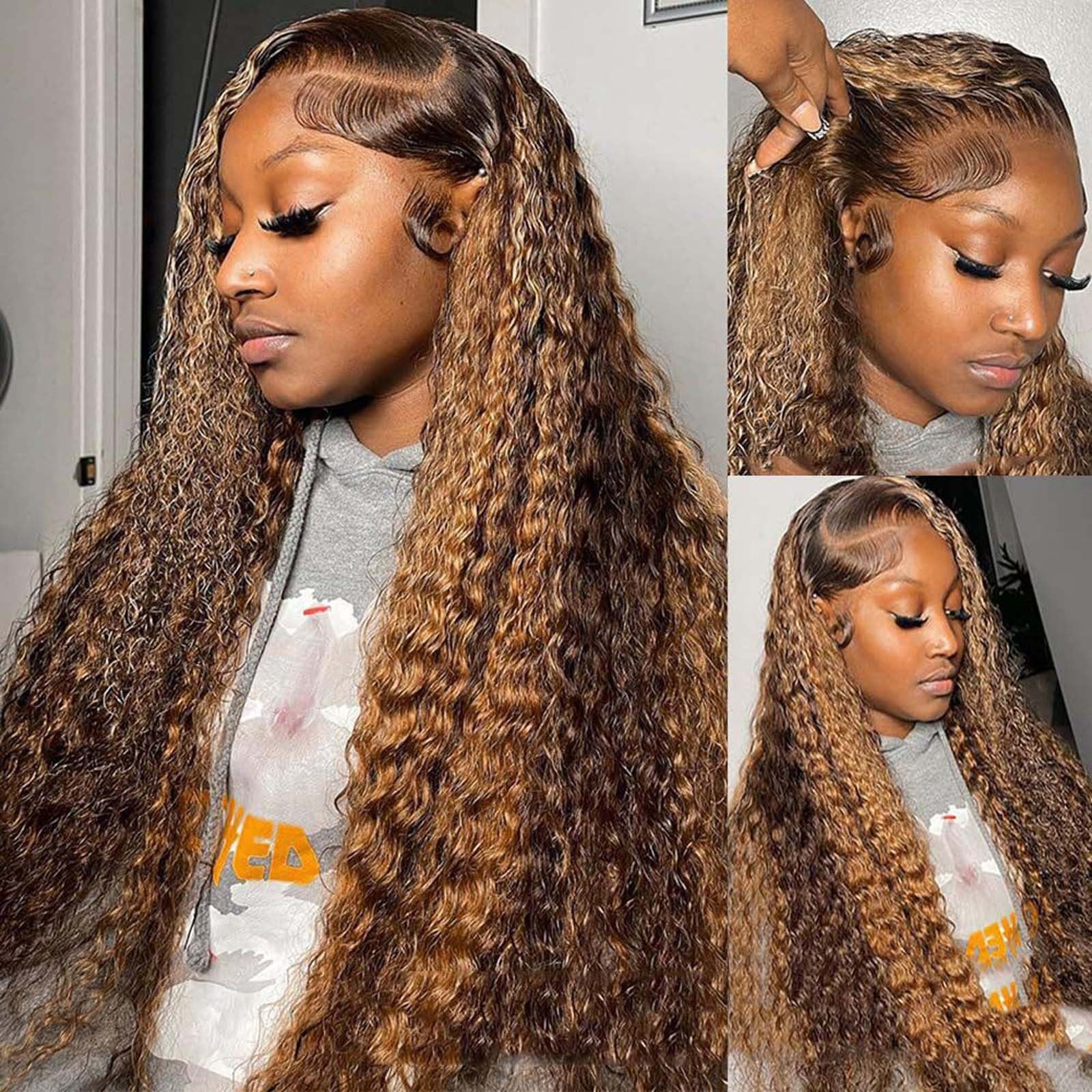 Vrorvz Fashion Small Curly Wig 26 Inches Long Hand Twisted Brown Mixed ...