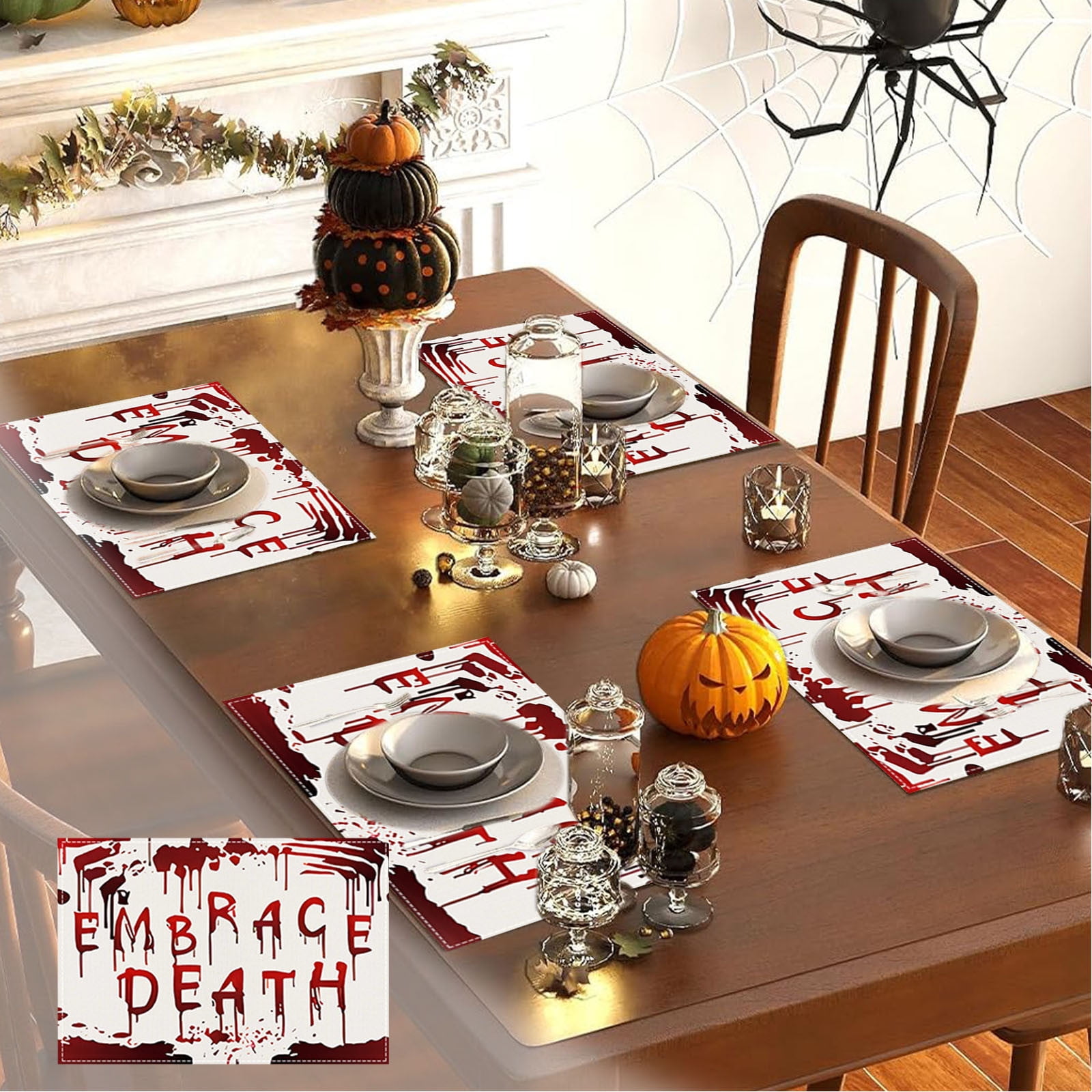 Vrorvz Halloween Table Placemats Linen Heat Resistant Dining Table ...