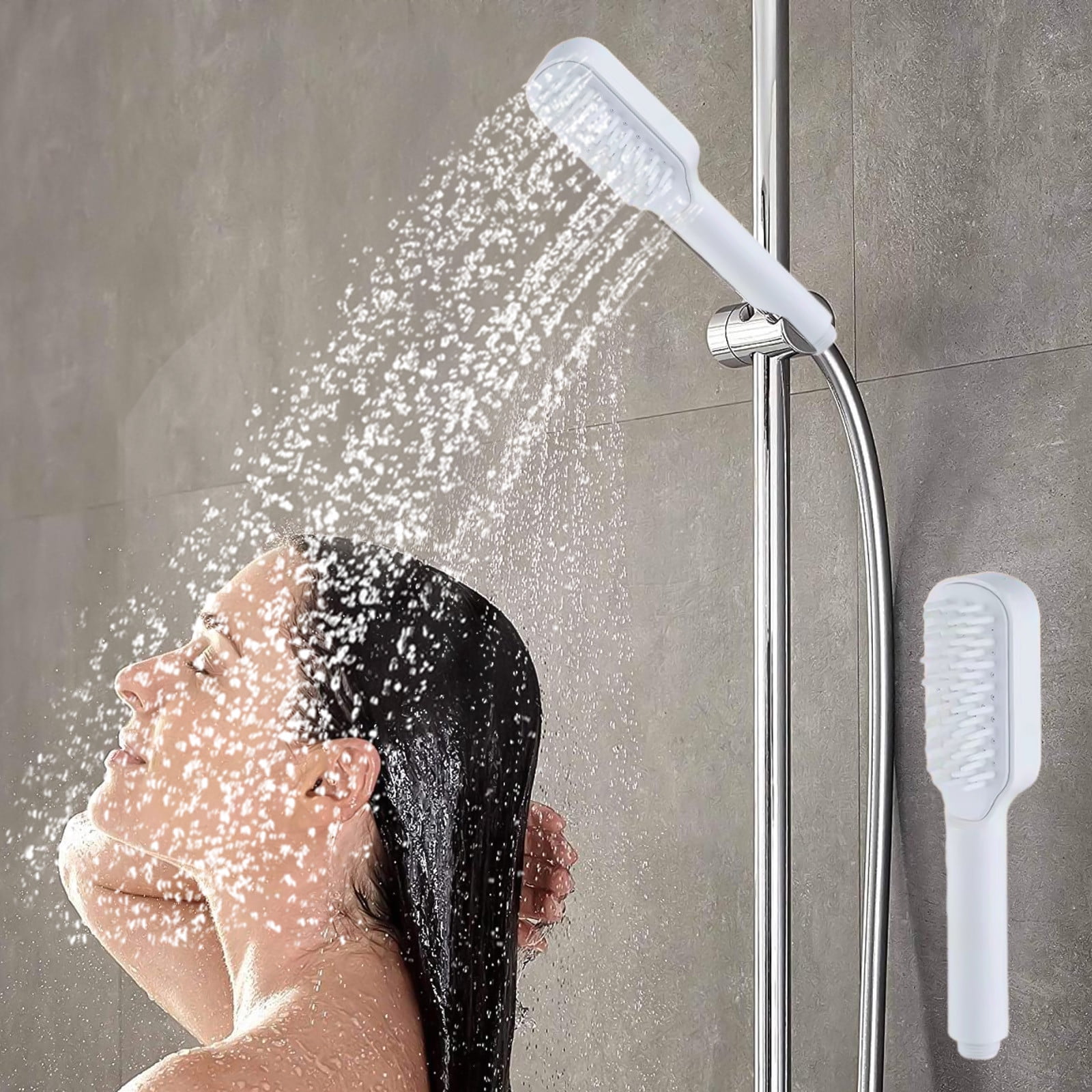Vrorvz High Pressure Shower Head with Massage Brush 5 Modes One Press ...