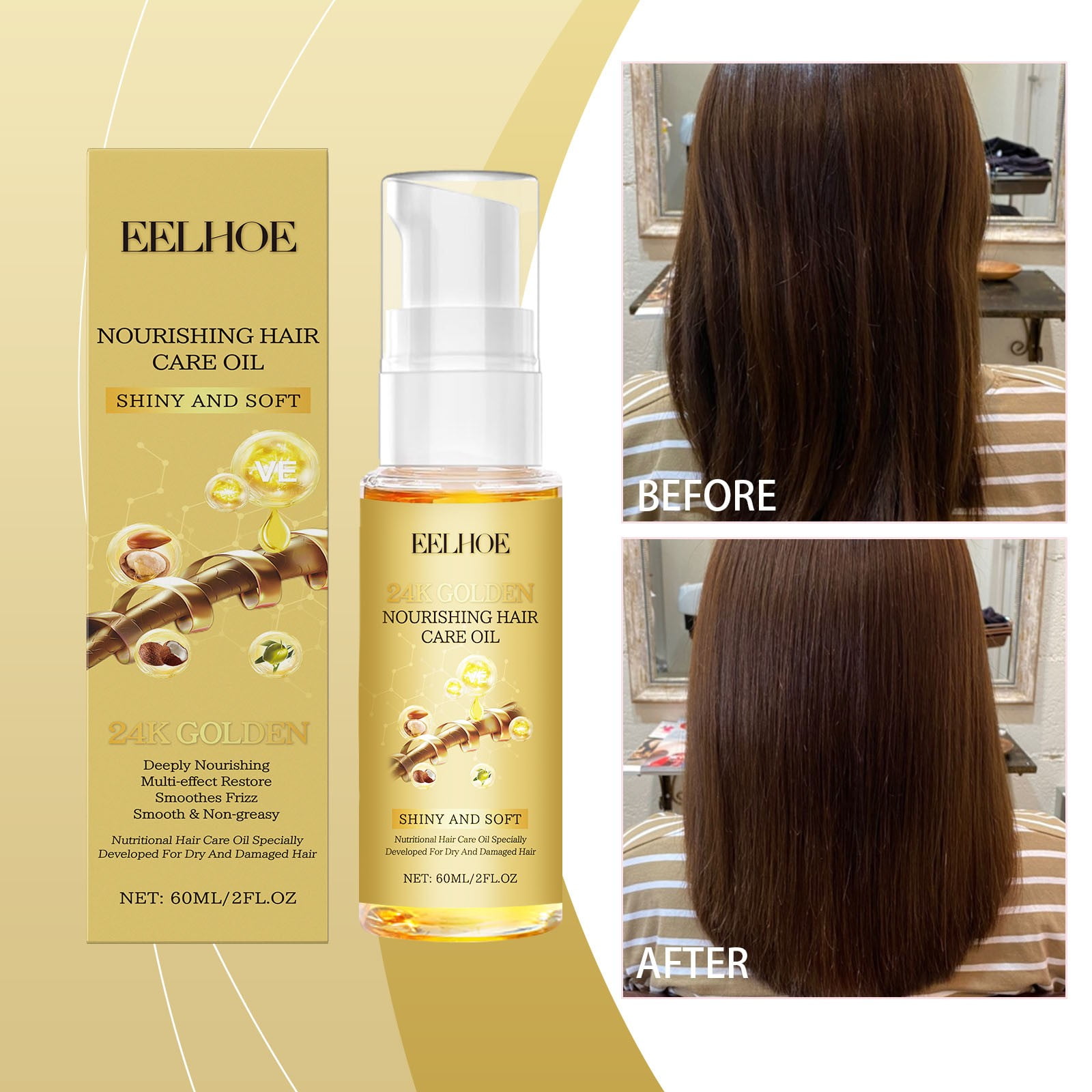 Vrorvz Keratin Hair Oil Infused with Argan and Vitamins A E B5 for Dry Frizzy Damaged Hair 2oz ...