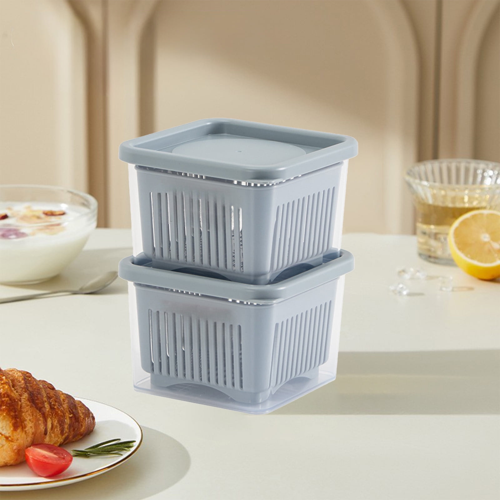 Vrorvz Kitchen Condiment Storage Box with Lid for Refrigerator and ...