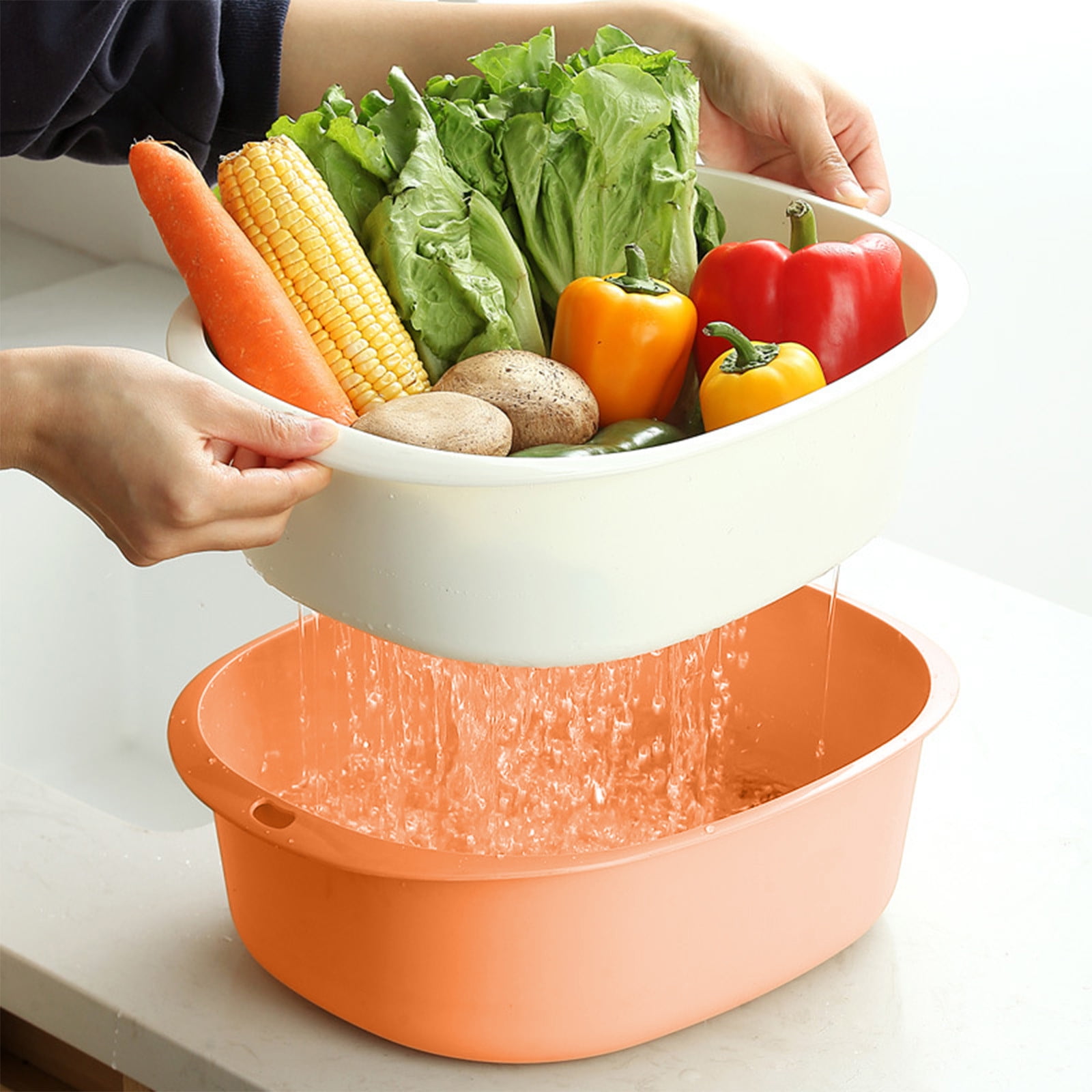 Vrorvz Kitchen Organizer Basket Plastic Drainer for Vegetables and ...