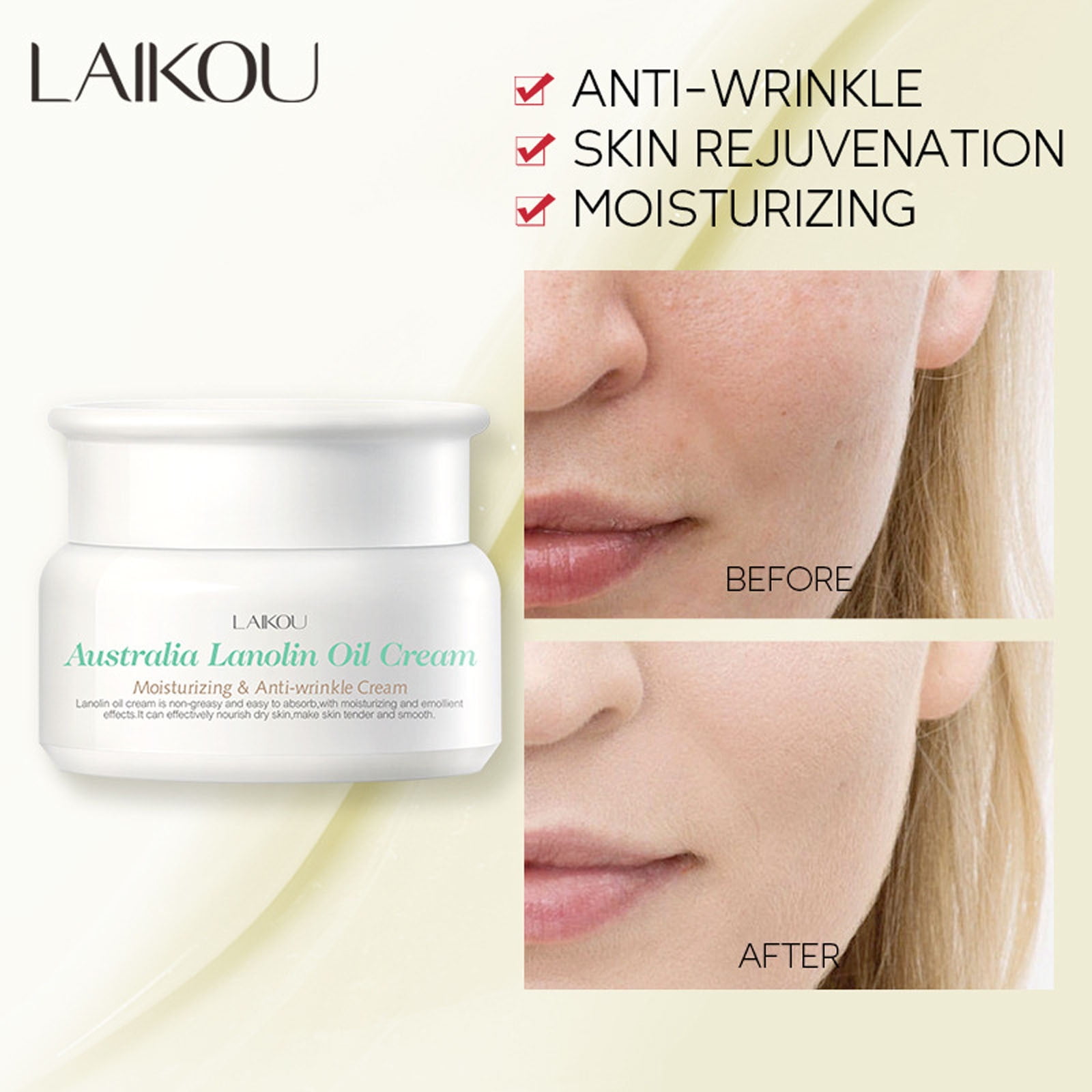 Vrorvz Lanolin Face Cream Hydrating Moisturiser Redness Relief Soothing for Dry Skin with ...