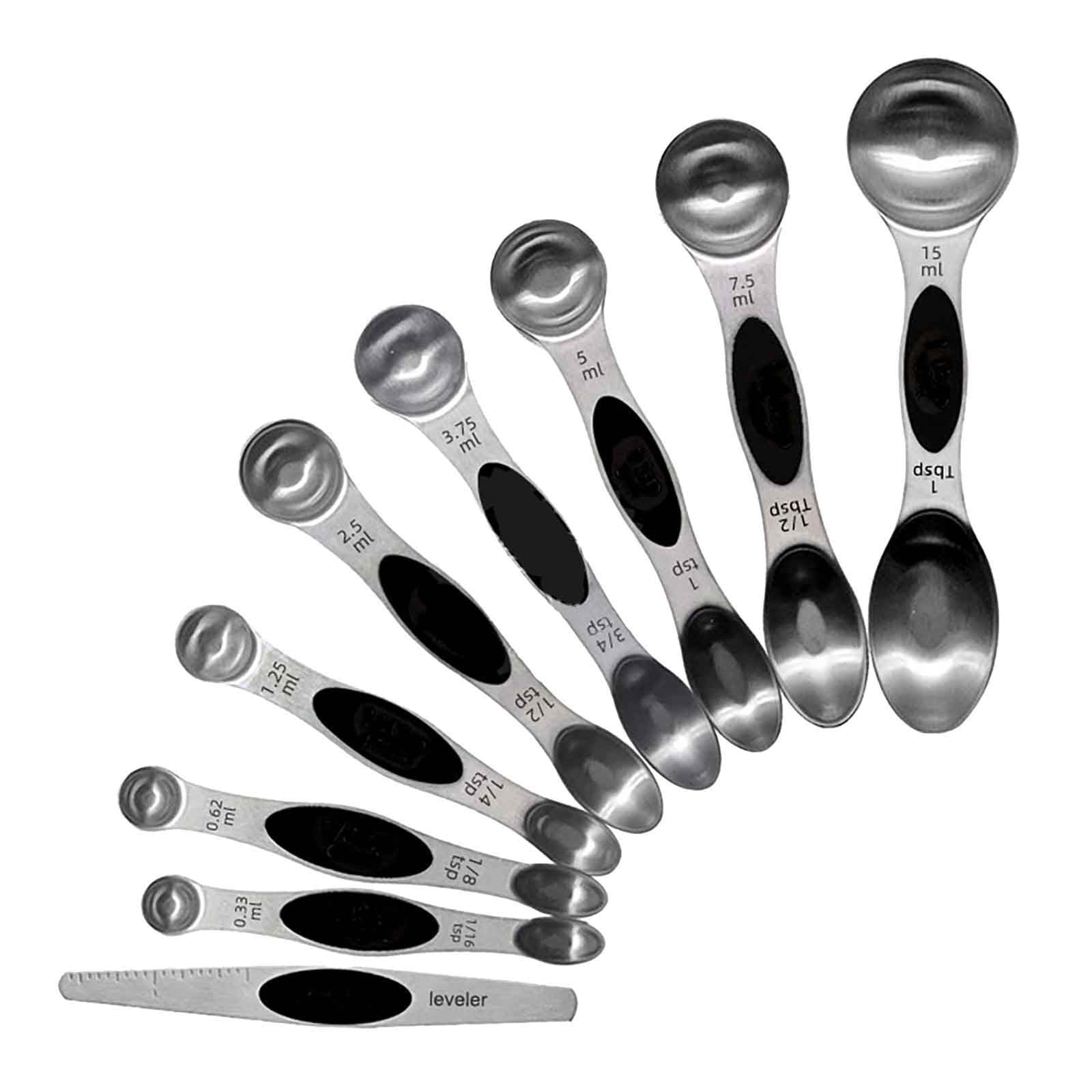Vrorvz Magnetic Stainless Steel Measuring Spoons Set of 9 with Double ...