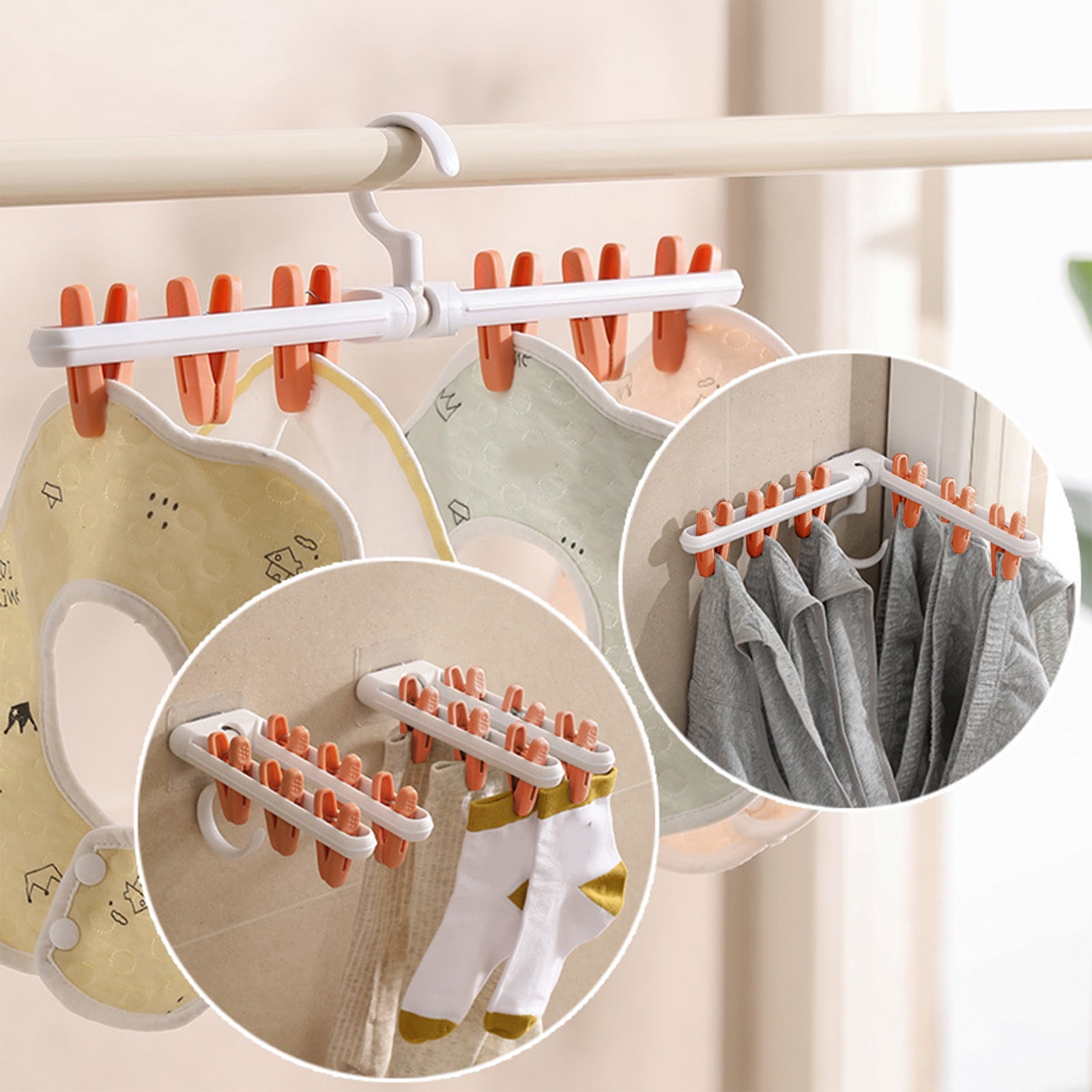 Vrorvz Multifunctional Folding Wall Mounted Clothes Rack with ...