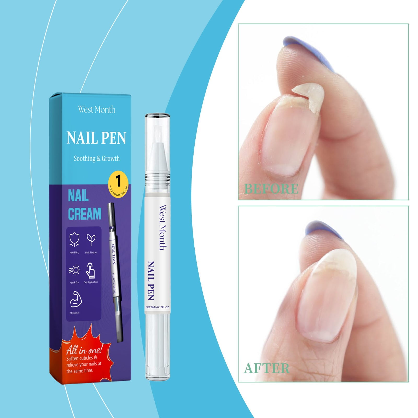 Vrorvz Nail Strengthening Pen 3ml Enhances Cracked or Fragile Nails ...