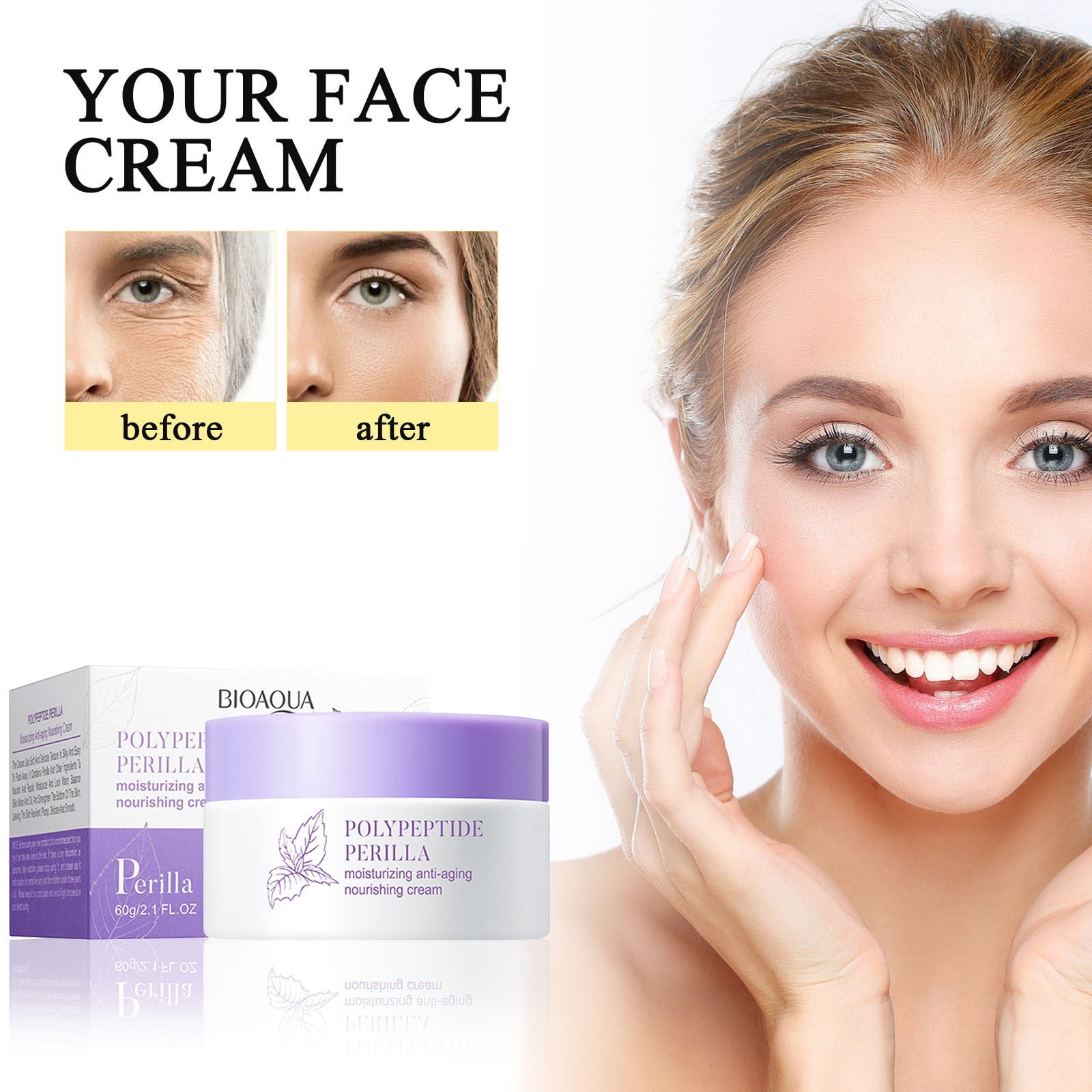 Vrorvz Polypeptide Perilla Resistant wrinkle Moisturizing Cream 60g Strengthen Hydration,Reduce ...