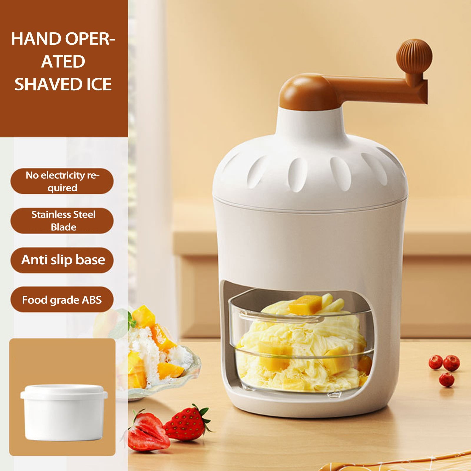 Vrorvz Portable Hand Crank Shaved Ice Machine Ice Crusher for Slushies ...
