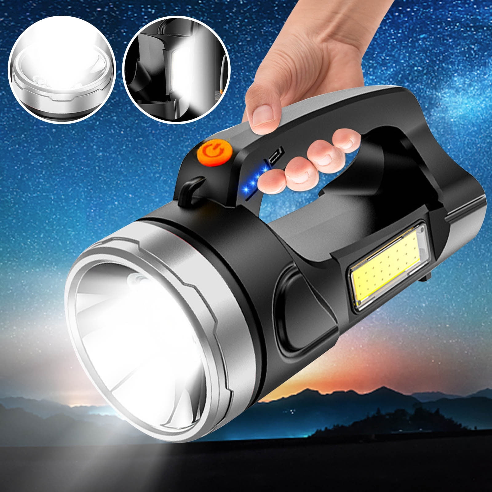 Vrorvz Rechargeable LED Emergency Searchlight with Multi-function High ...
